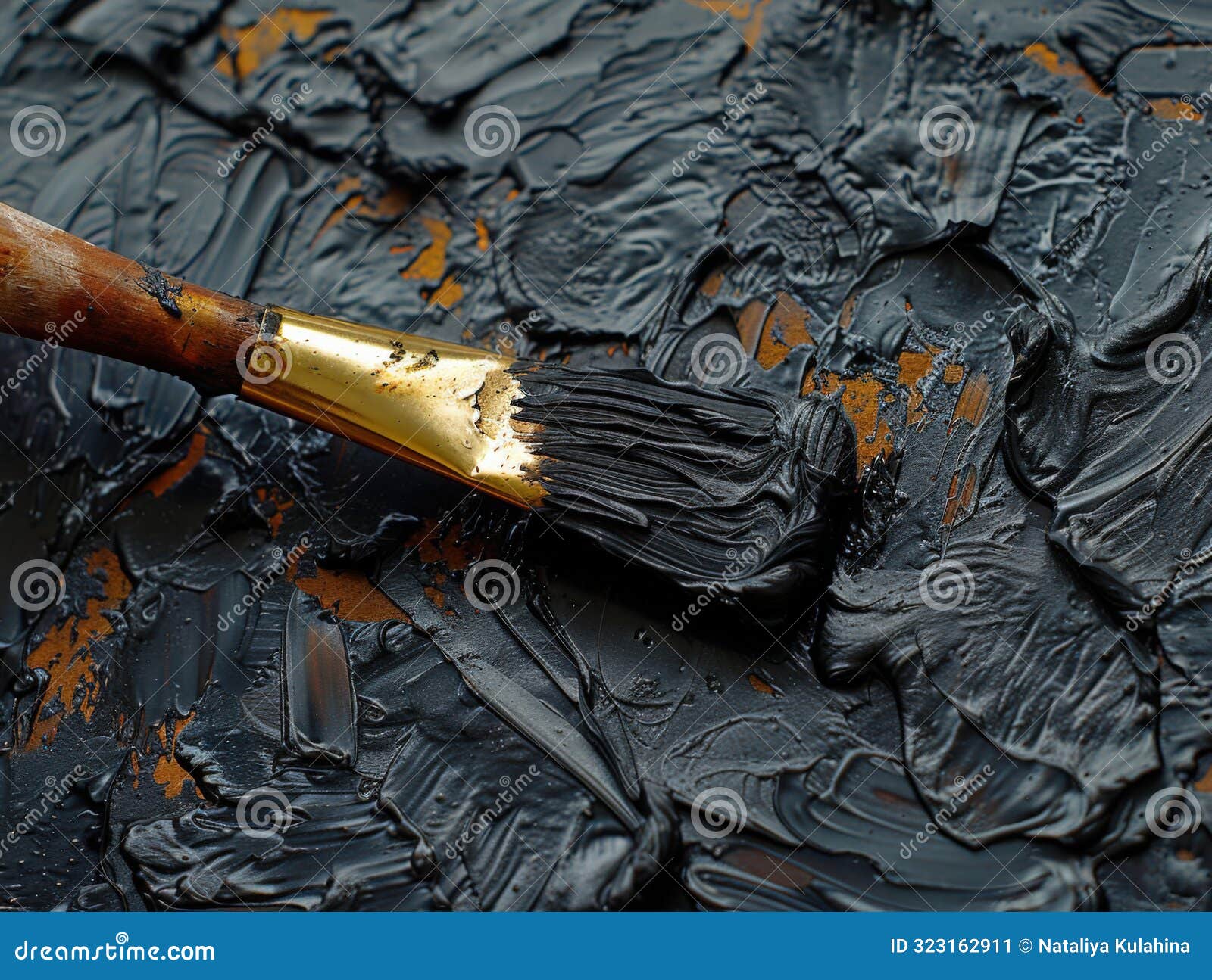 Thick Black Paint Smeared with a Brush Creating Heavy Texture Stock ...