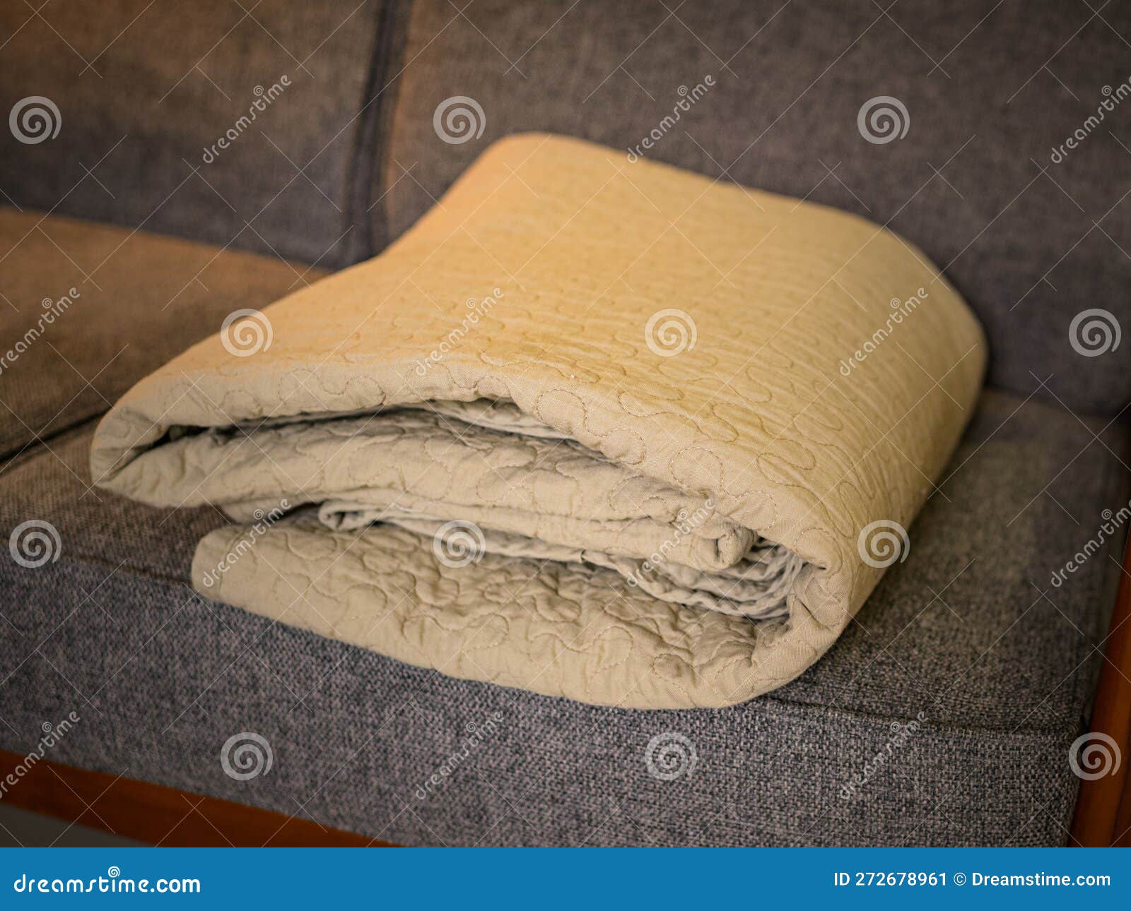 Thick Blanket Folded on a Sofa. Stock Image - Image of chaise ...