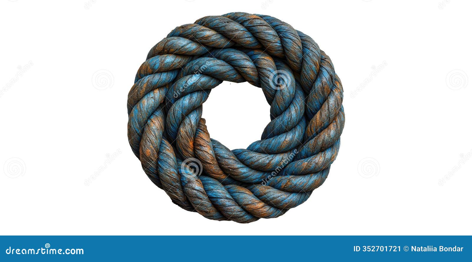 Thick Blue Coiled Rope Close-up Isolated on Transparent Background ...
