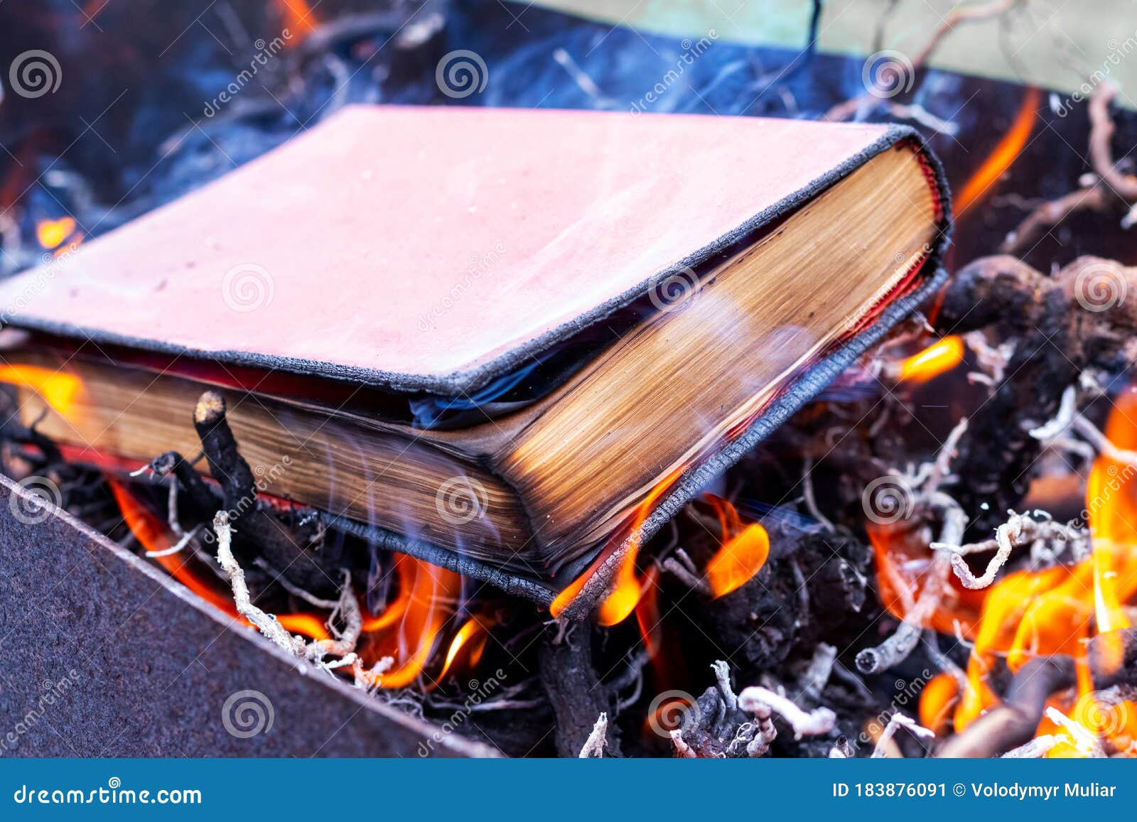A Thick Book on Fire. Burning Books Stock Image - Image of knowledge ...