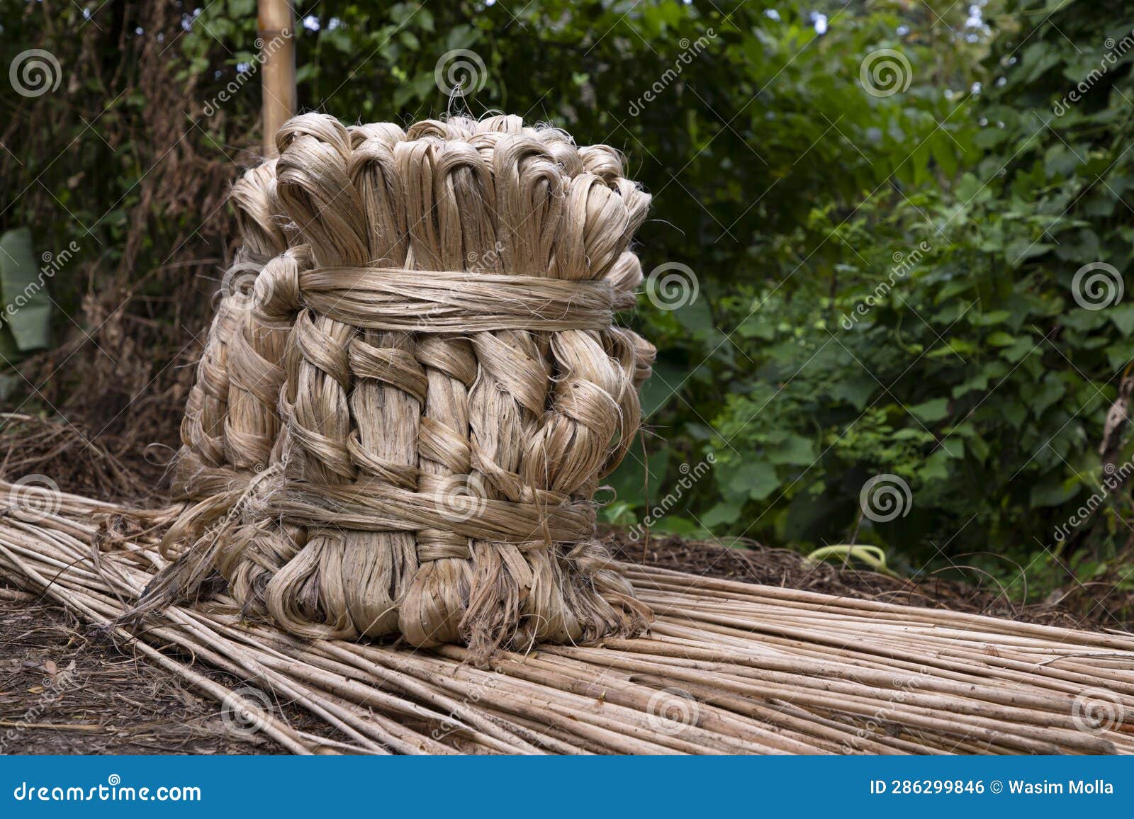 A Thick Brown Bundle of Raw Jute Has on the Ground Stock Photo - Image ...