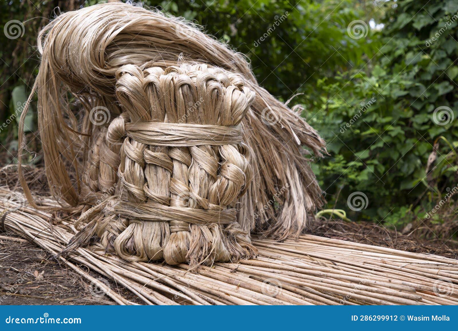 A Thick Brown Bundle of Raw Jute Has on the Ground Stock Photo - Image ...