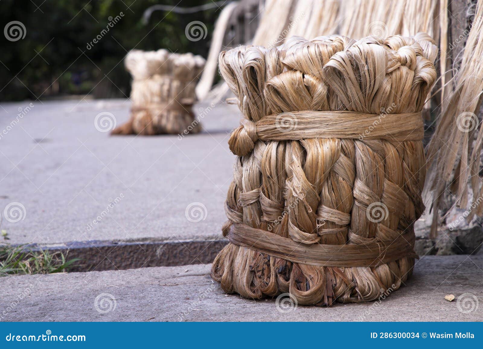 A Thick Brown Bundle of Raw Jute Has on the Ground Stock Photo - Image ...