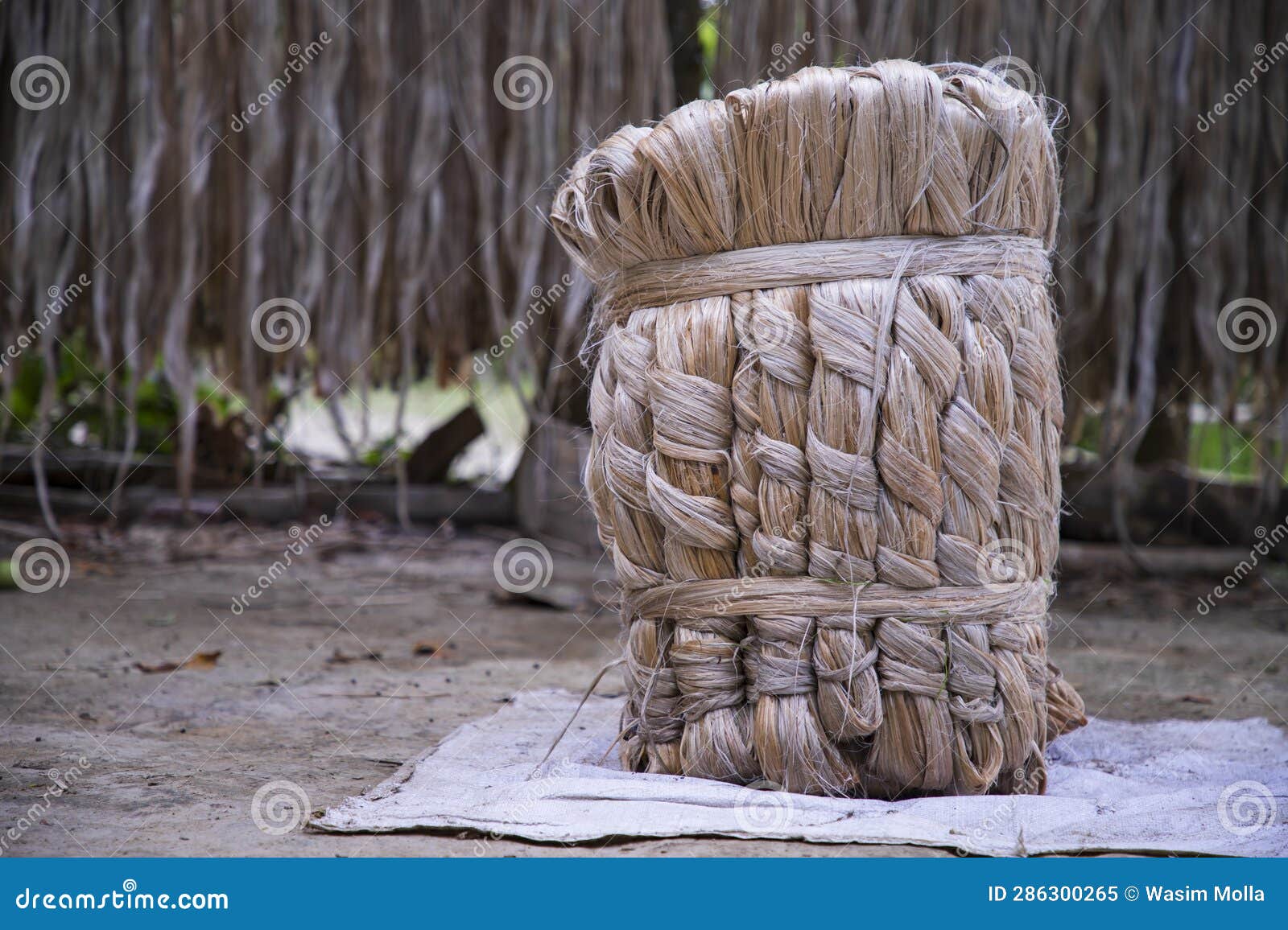 A Thick Brown Bundle of Raw Jute Has on the Ground Stock Image - Image ...