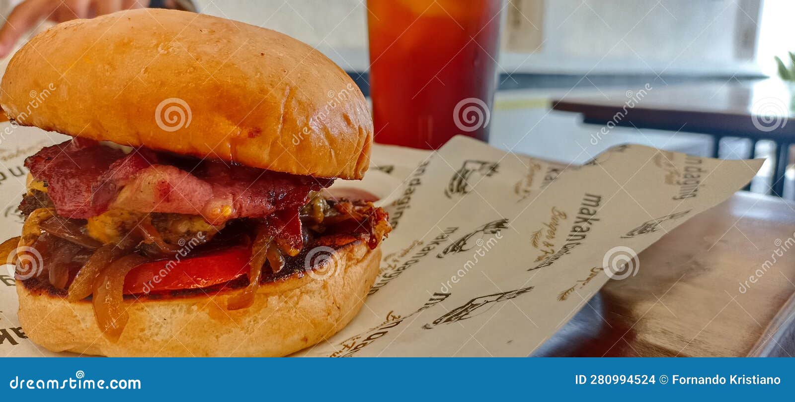 Thick burger for lunch editorial stock image. Image of burger - 280994524