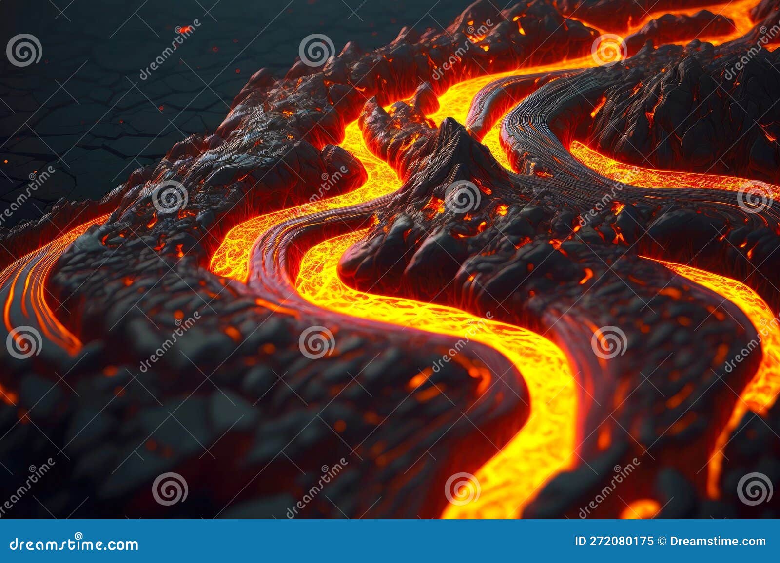 Thick Burning Lava Texture Flowing Down from Volcano Stock Illustration ...