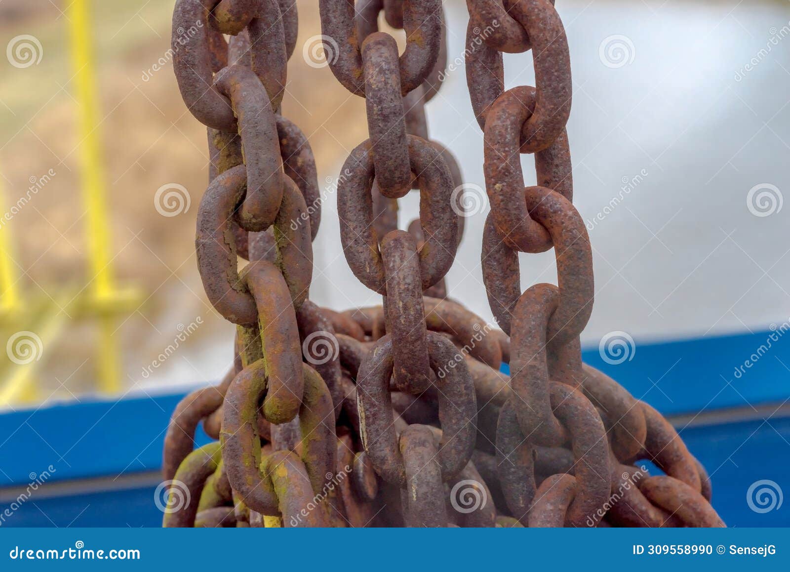 Thick Chains, Rusty and Hanging in a Tangled "braid" . Stock Photo ...