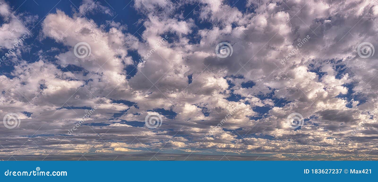 Thick Cloud Cover Creates Textured Sky Panorama. Stock Image - Image of ...