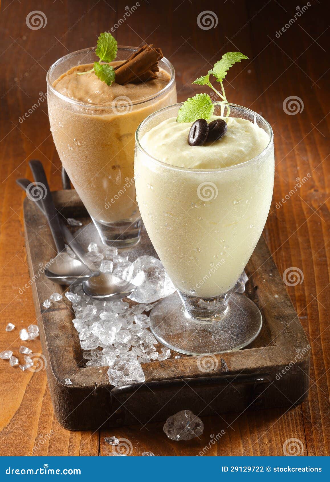 Thick Creamy Milkshake Dessert Stock Photo - Image of leaves, garnished ...