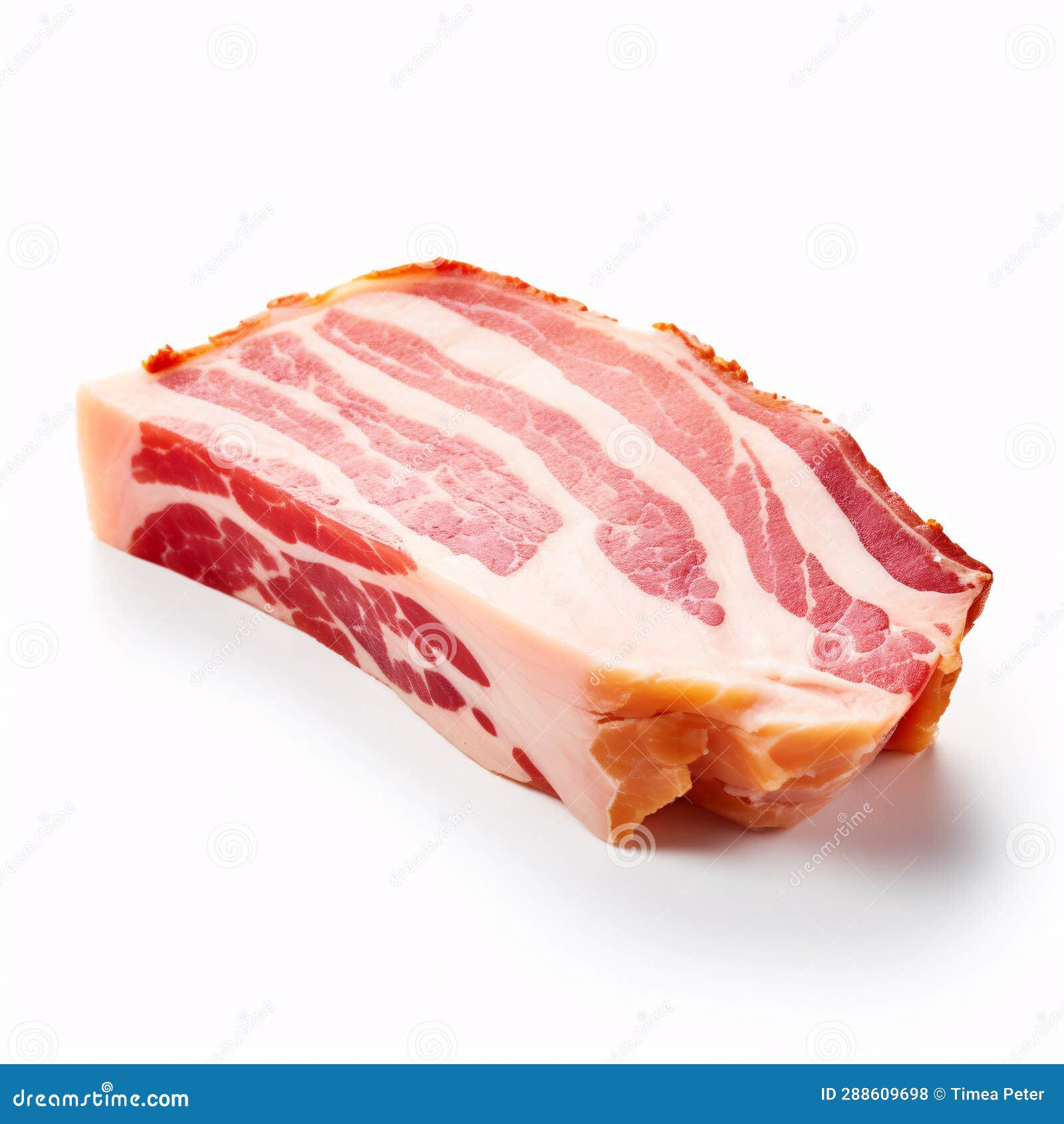 A Thick Cut of Bacon Isolated on a White Background Stock Photo - Image ...