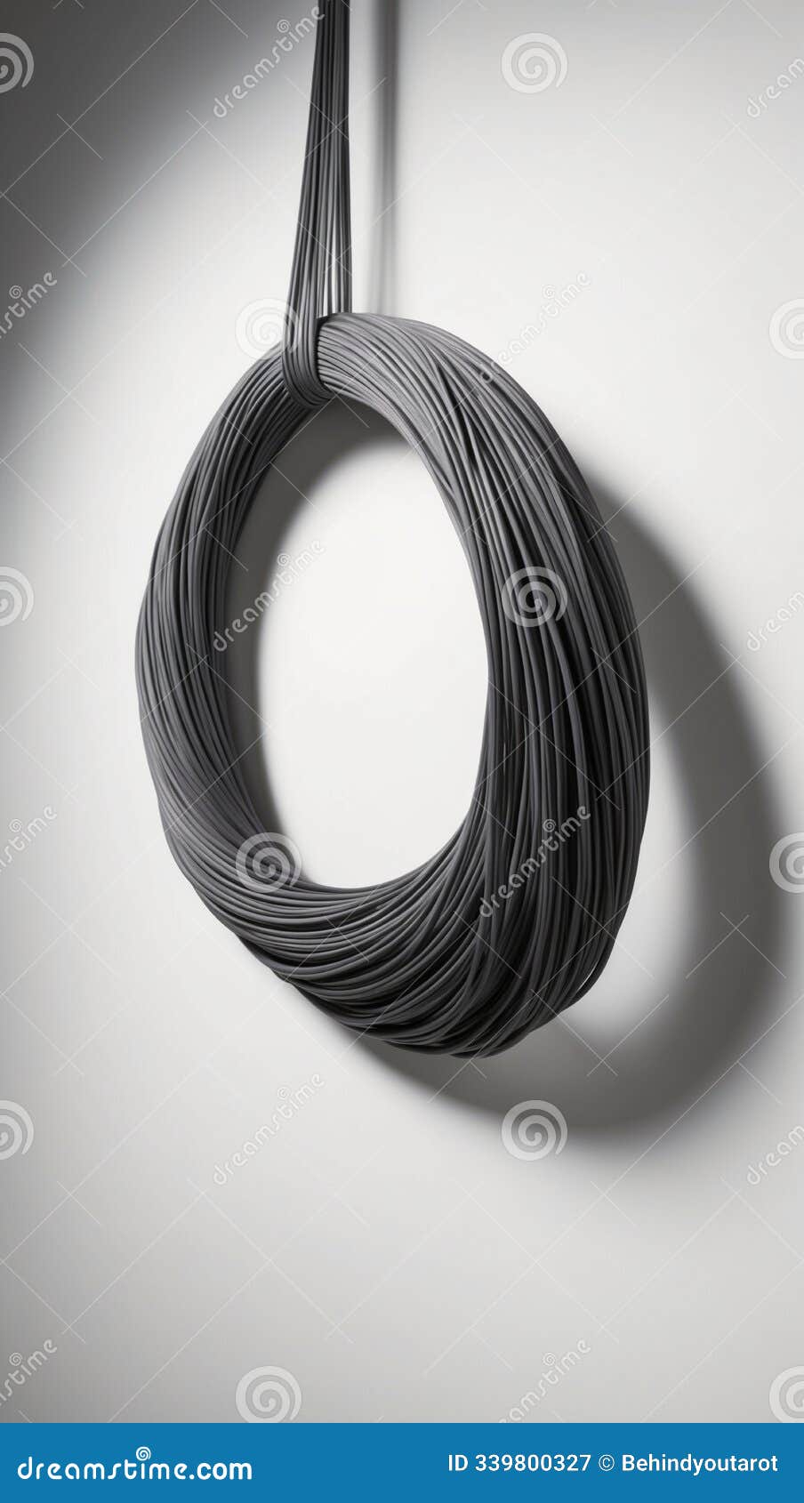 A Thick, Dark Gray Cord is Coiled into a Circular Shape and Suspended ...