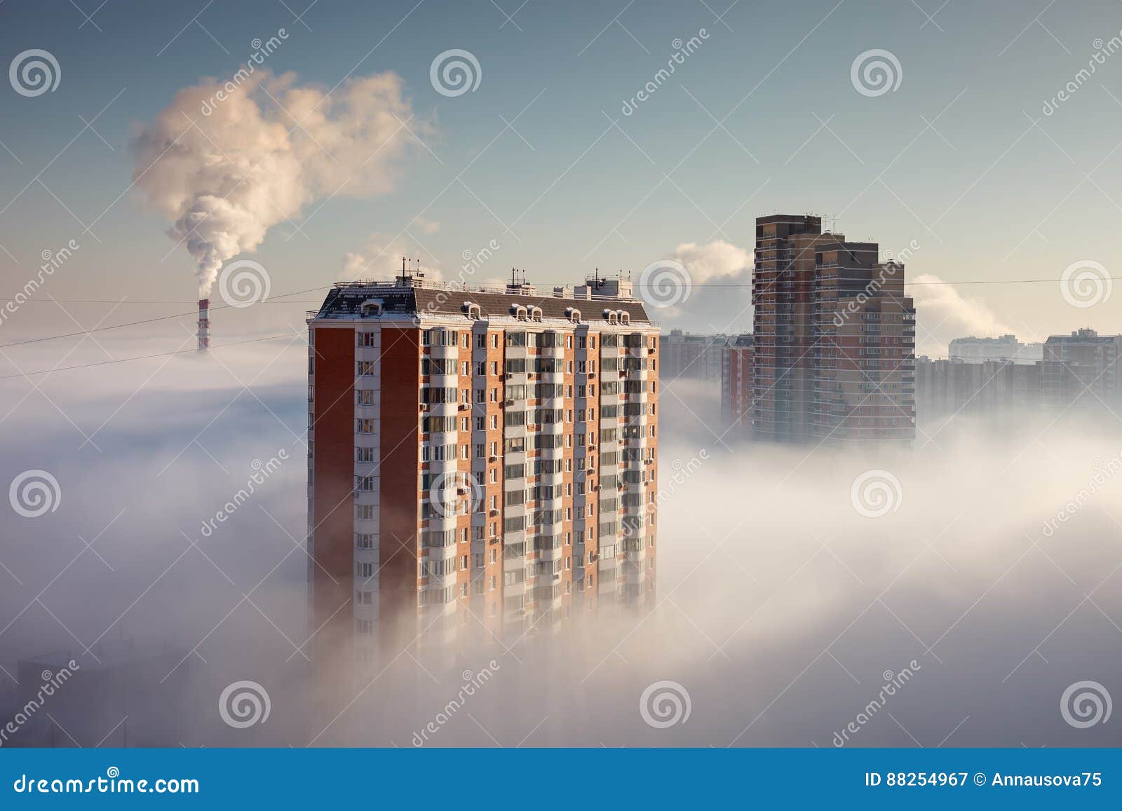 Thick Fog in the Moscow Area Stock Image - Image of architecture ...