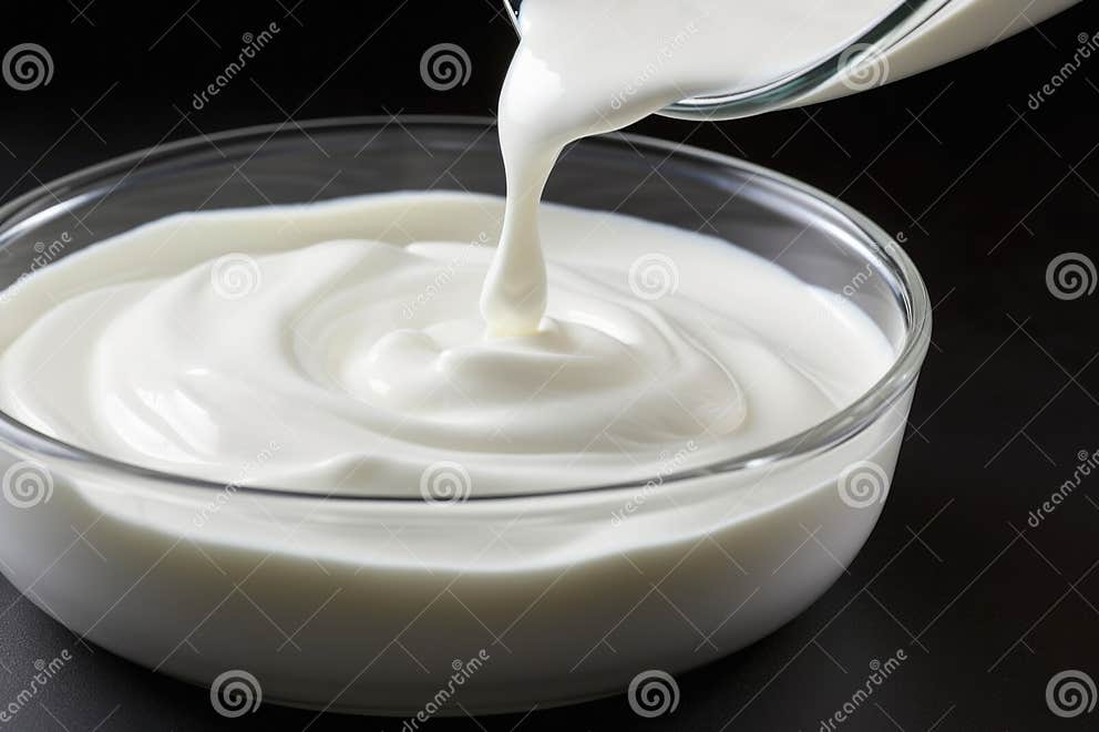 A Thick Layer of Cream on Milk Stock Photo - Image of milk, dairy ...