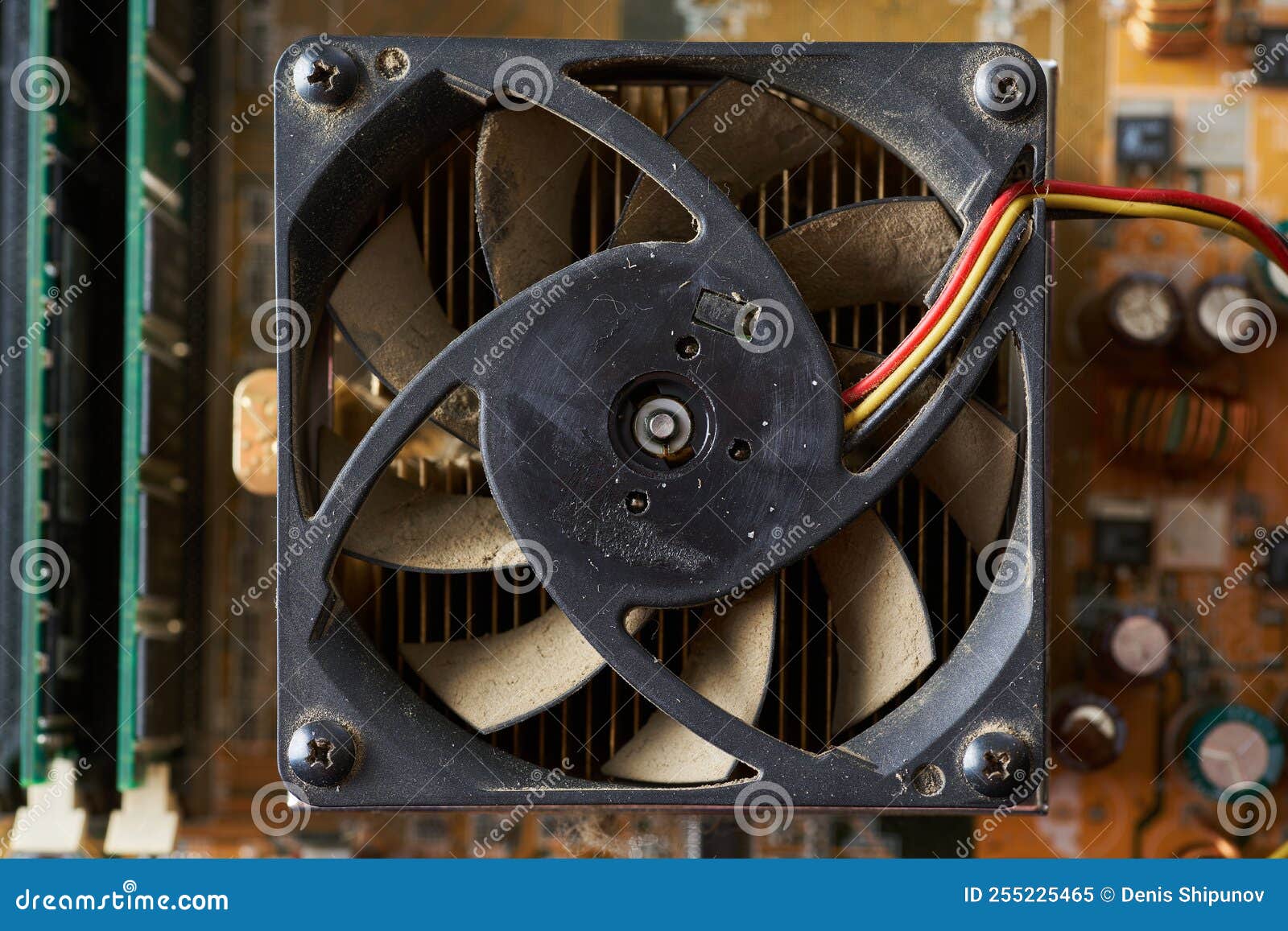 Old Motherboard Covered in Dust and Dirt. Close-up Stock Image - Image ...