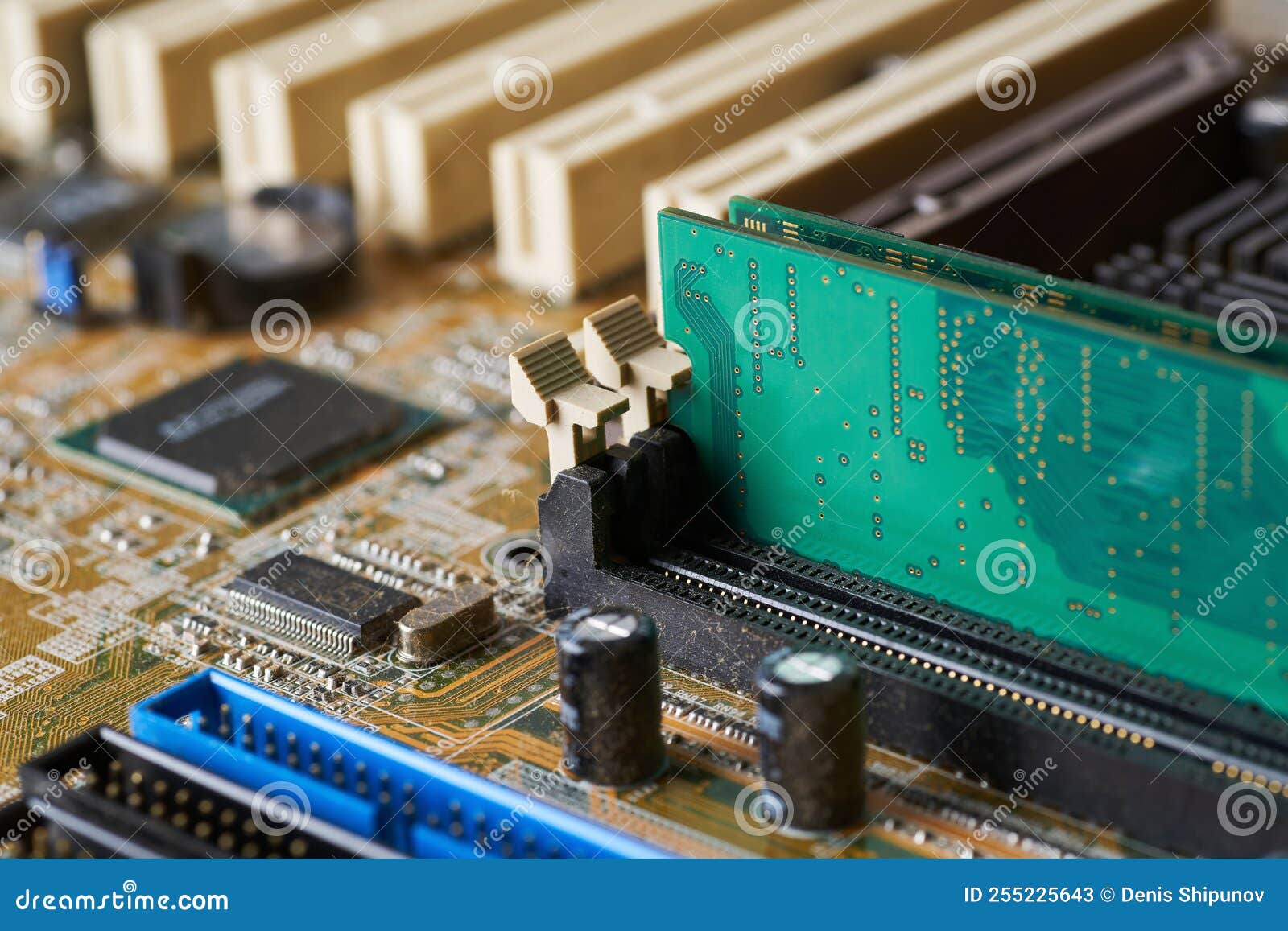 Old Motherboard Covered in Dust and Dirt. Close-up Stock Image - Image ...