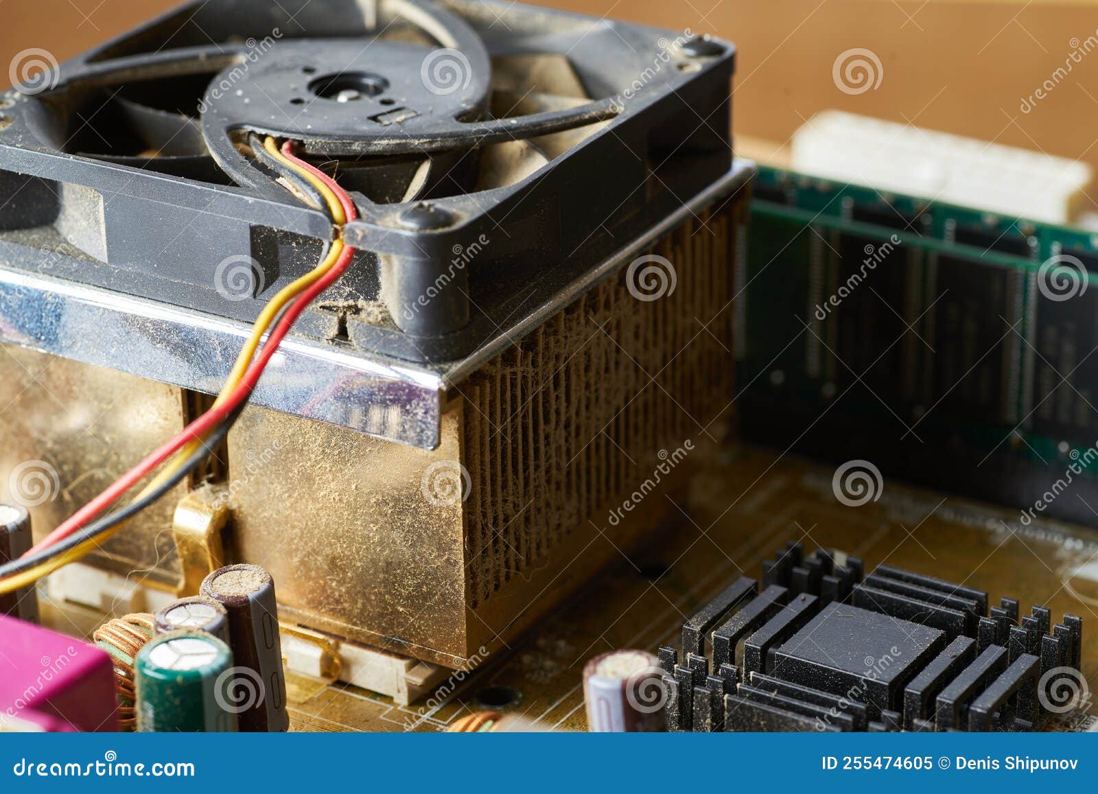 Old Motherboard Covered in Dust and Dirt. Close-up. Stock Image - Image ...