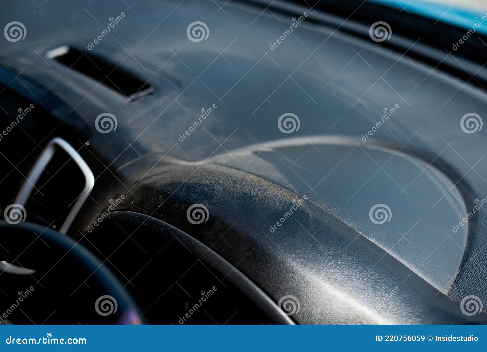 Thick Layer of Dust on the Plastic Car Dashboard. Stock Image - Image ...
