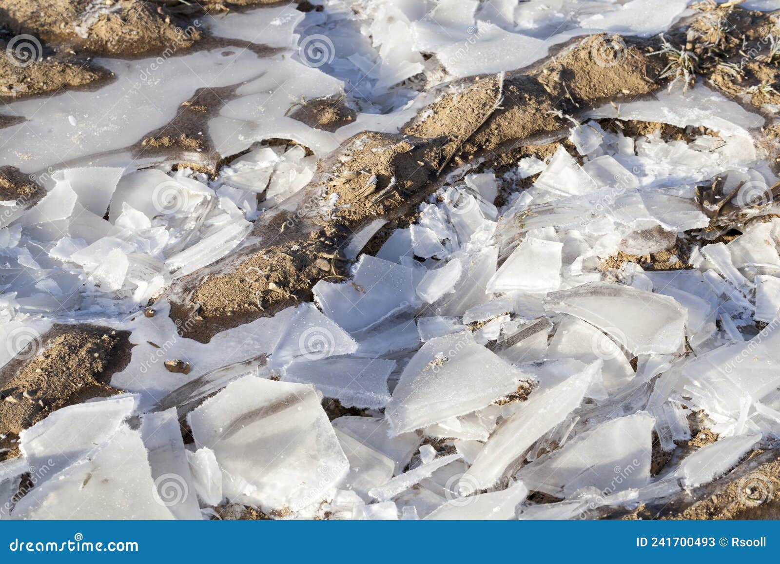 A Thick Layer of Ice Formed on the Territory of the Field Stock Image ...