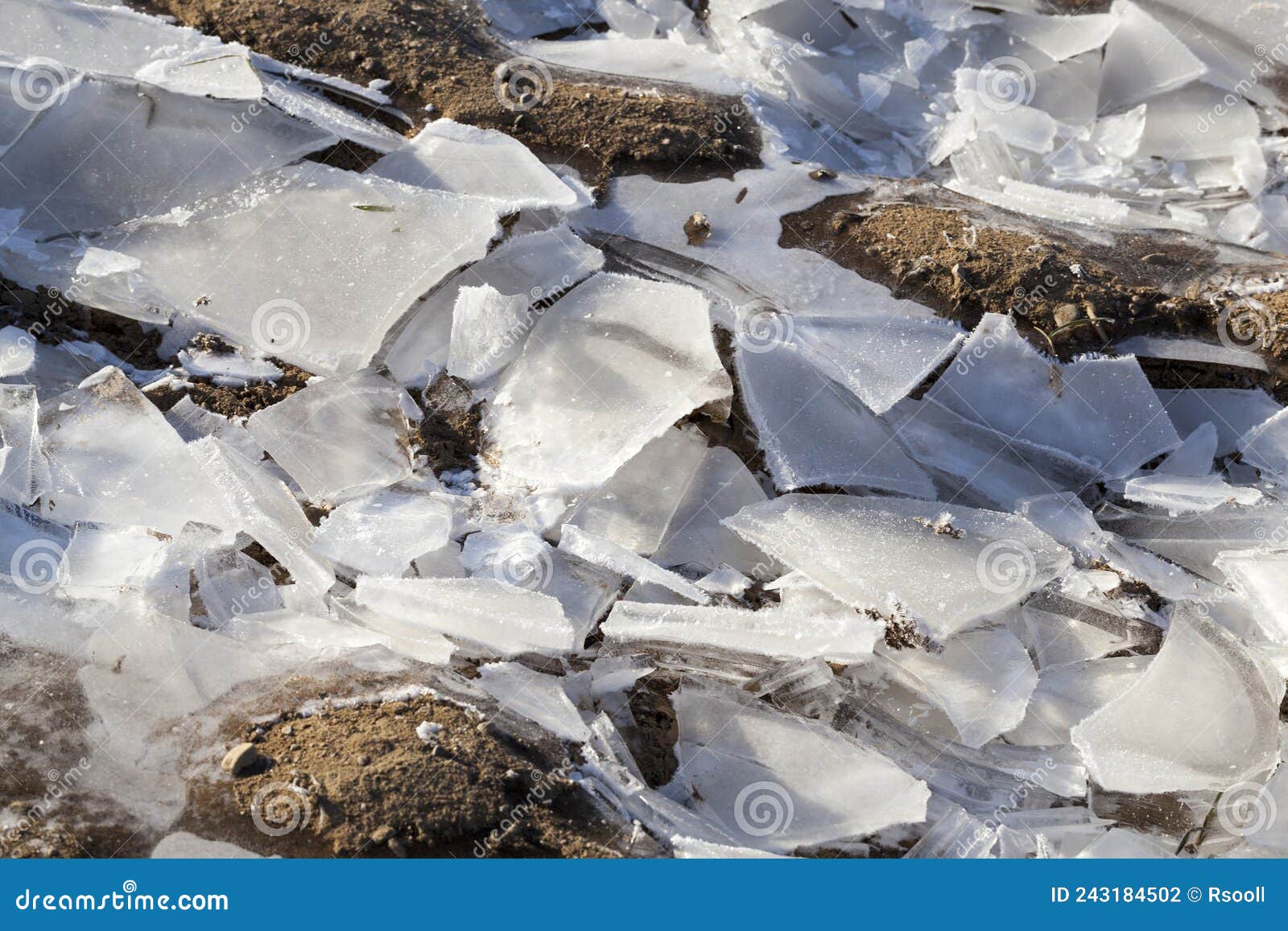 A Thick Layer of Ice Formed on the Territory of the Field Stock Photo ...