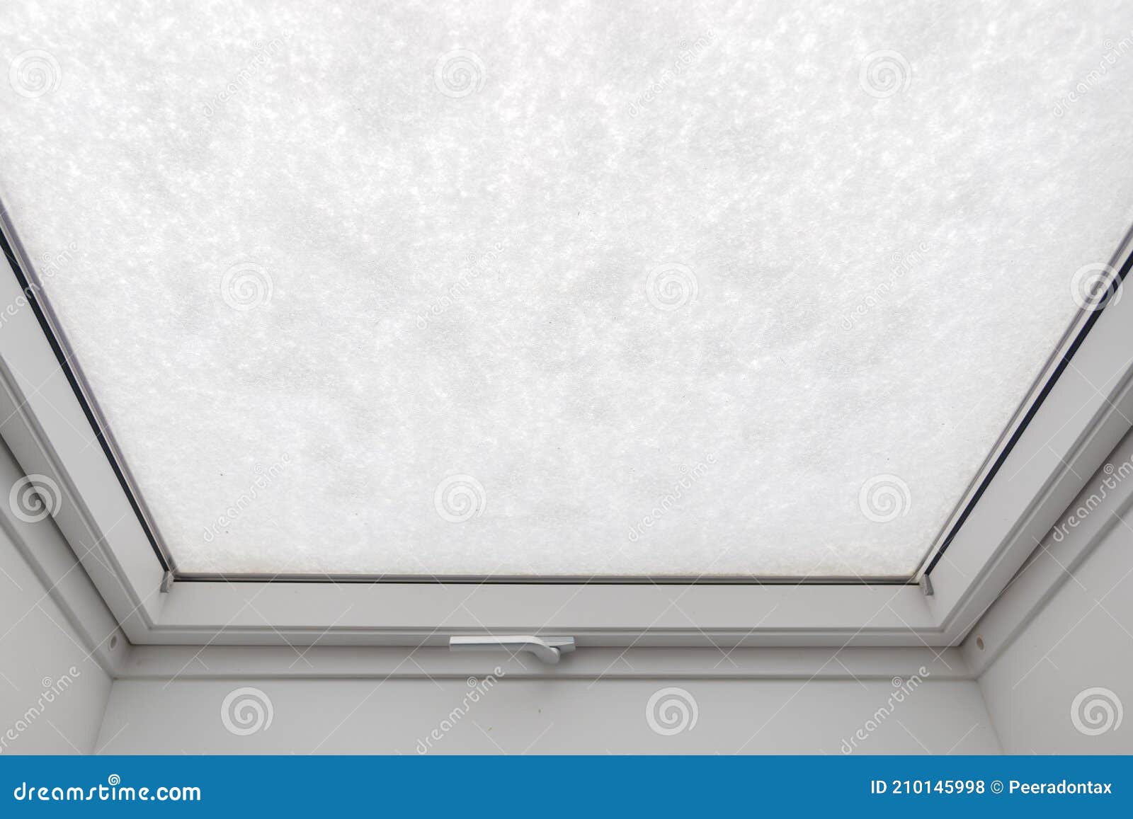 Thick Layer of Snow on Skylight`s Glass in Winter Season. Stock Photo ...