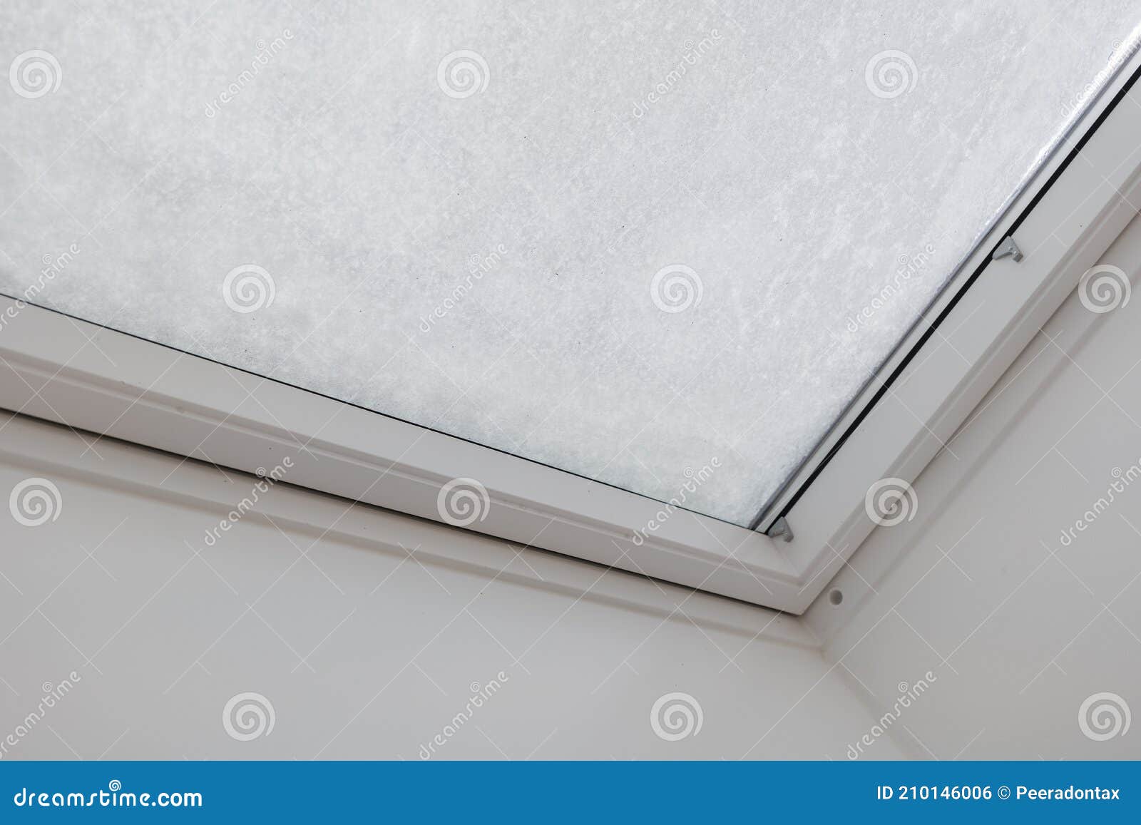 Thick Layer of Snow on Skylight`s Glass in Winter Season. Stock Photo ...
