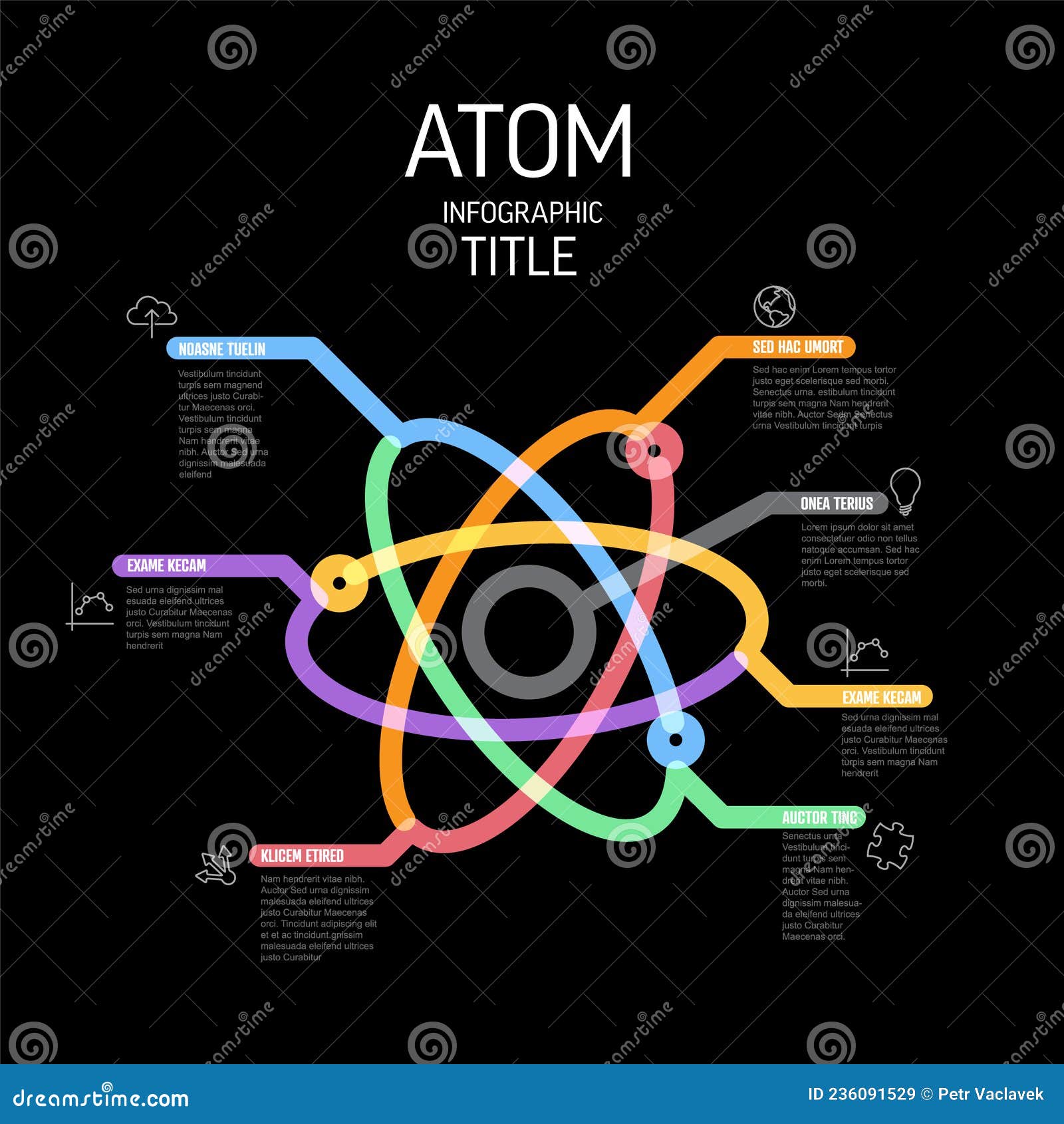 Thick Line Dark Atom Multipurpose Infographic Template Stock Vector ...