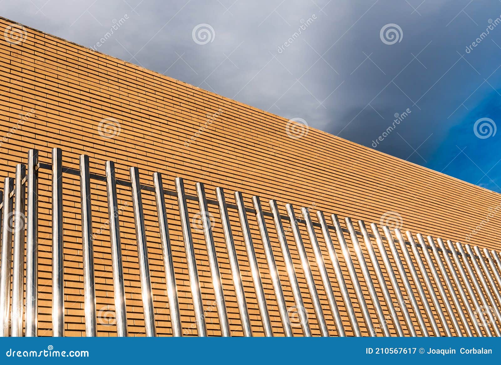 Thick Metal Bars Protect a Brick Wall Building Stock Image - Image of ...