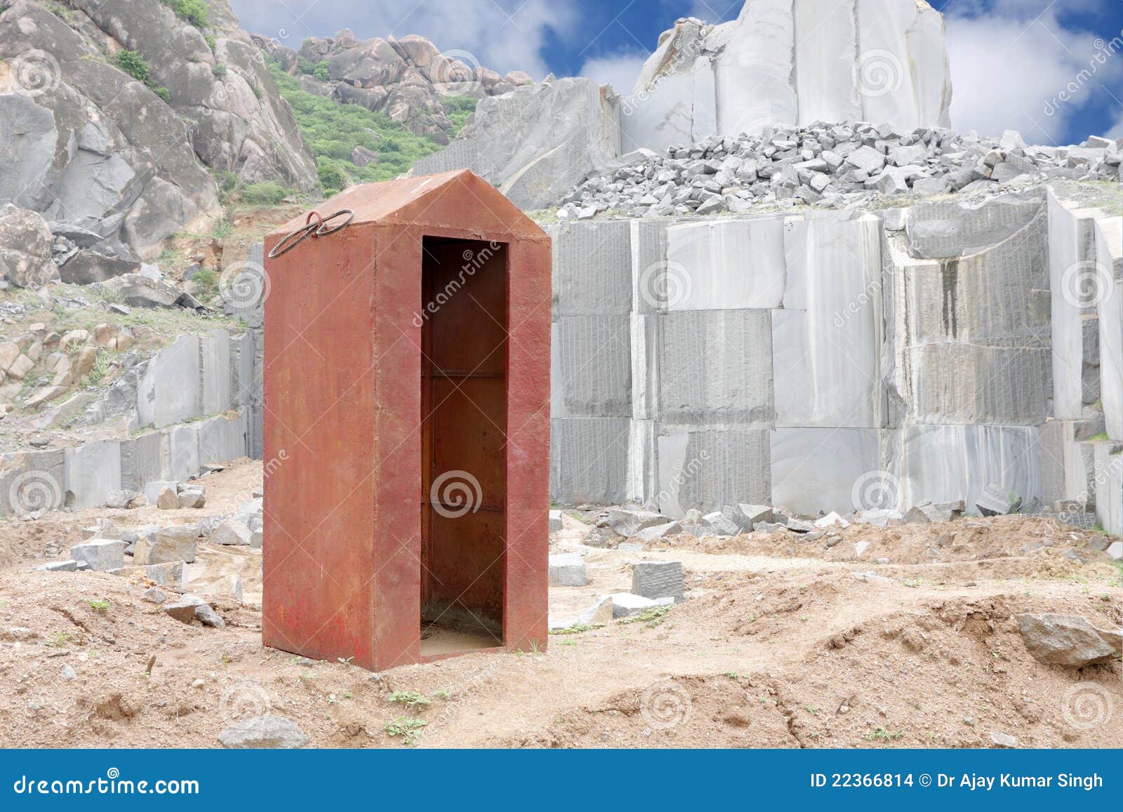Thick Metal Blasting Shelter In A Granite Mine Stock Images - Image ...
