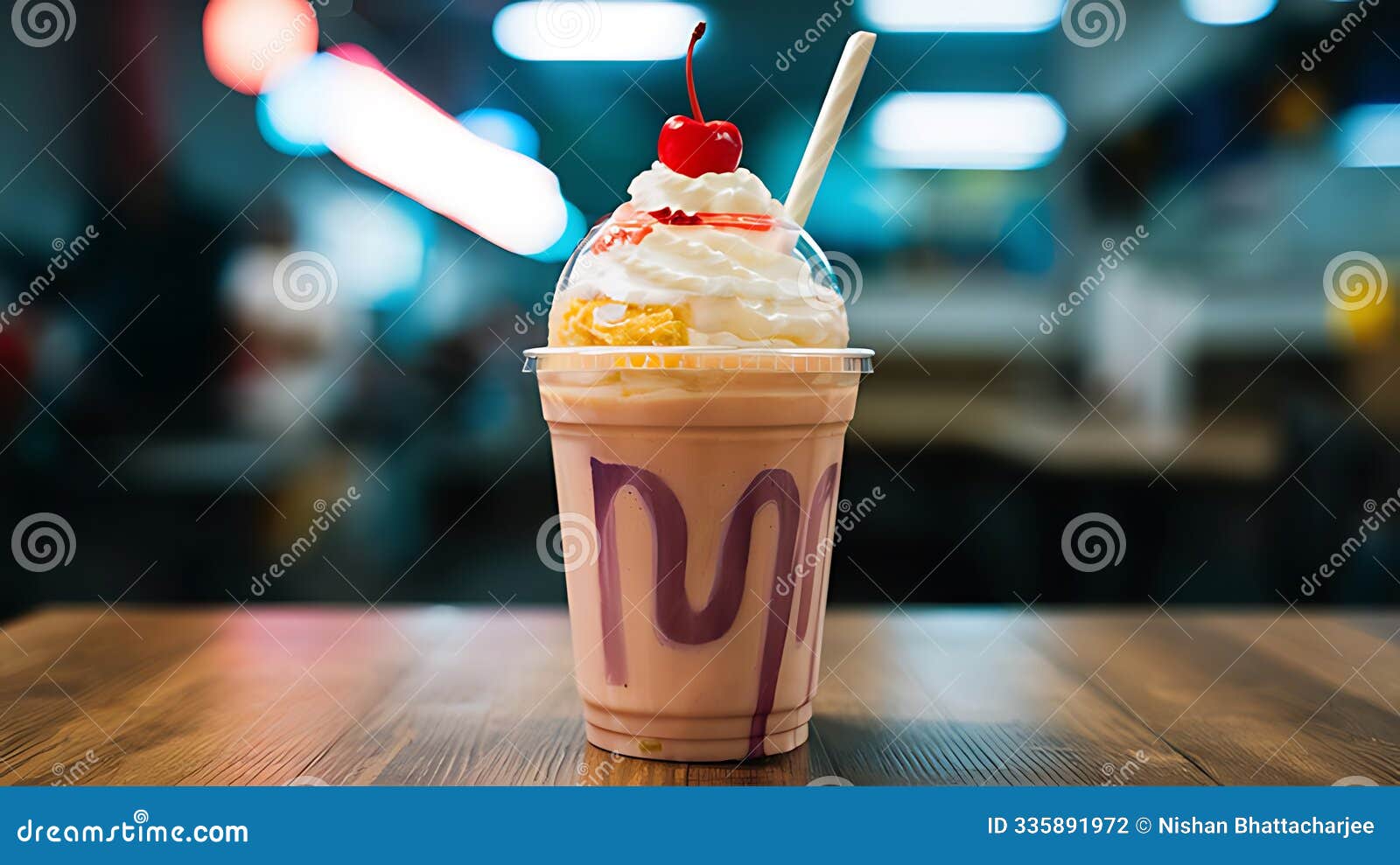 Thick Milkshake in a Plastic Cup Stock Illustration - Illustration of ...