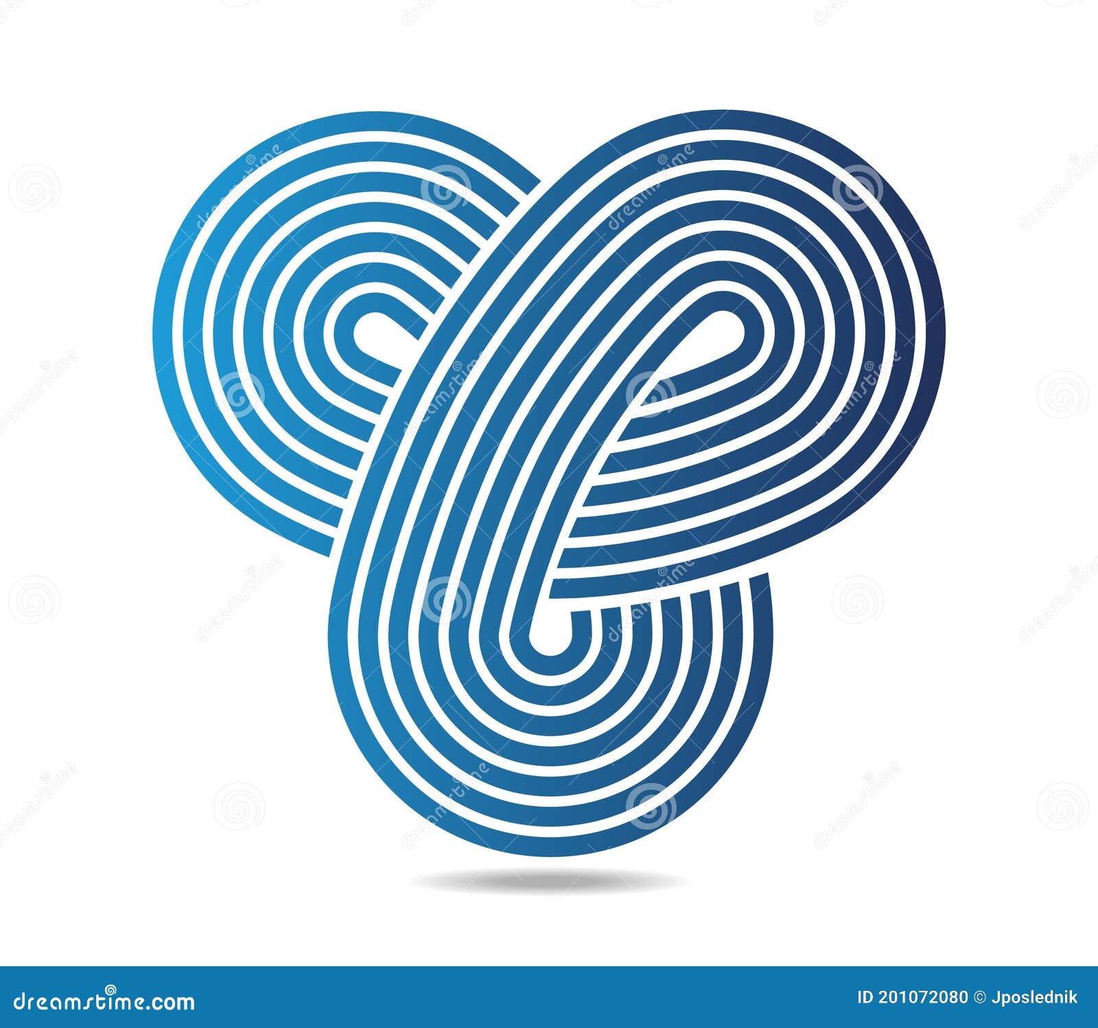 Thick Mobius Loop with Three Elements Made of Seven Blue Lines Stock ...