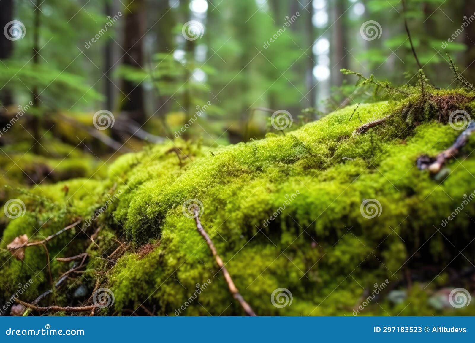 Thick Moss Growing on a Rock in a Moist Forest Stock Image - Image of ...
