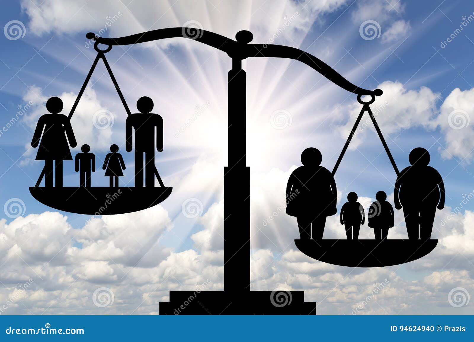 Thick and Normal Family on Scale for Comparison Stock Illustration ...