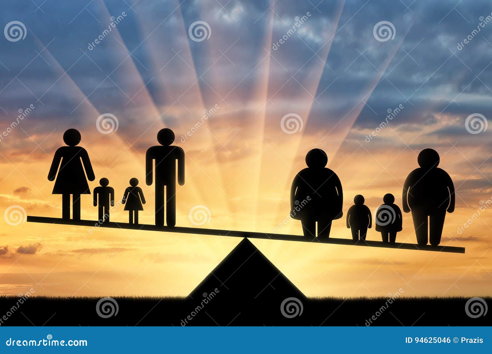 Thick and Normal Family on the Scale Stock Illustration - Illustration ...