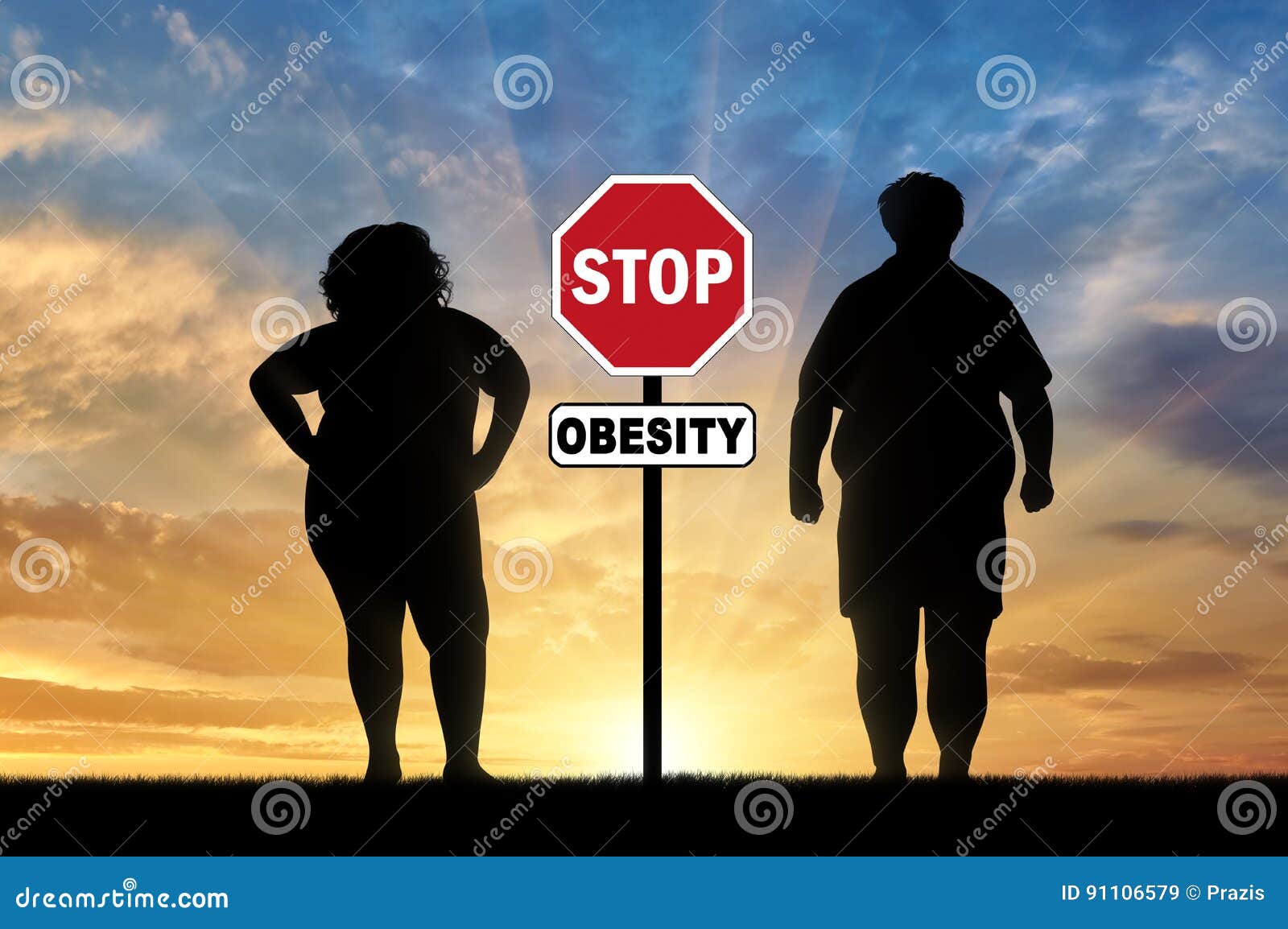 Thick Pair and Stop Sign Obesity Stock Image - Image of sedentary, sign ...