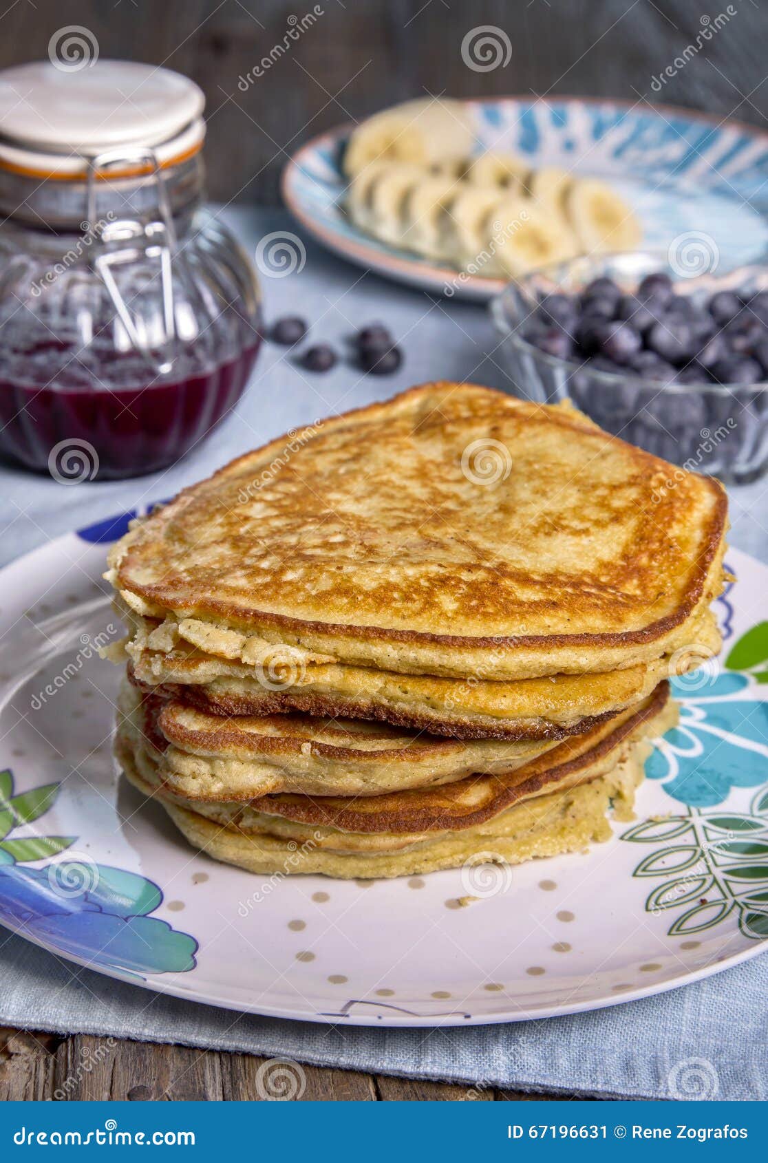 Thick Pancakes with Berries Stock Image - Image of yellow, pancake ...