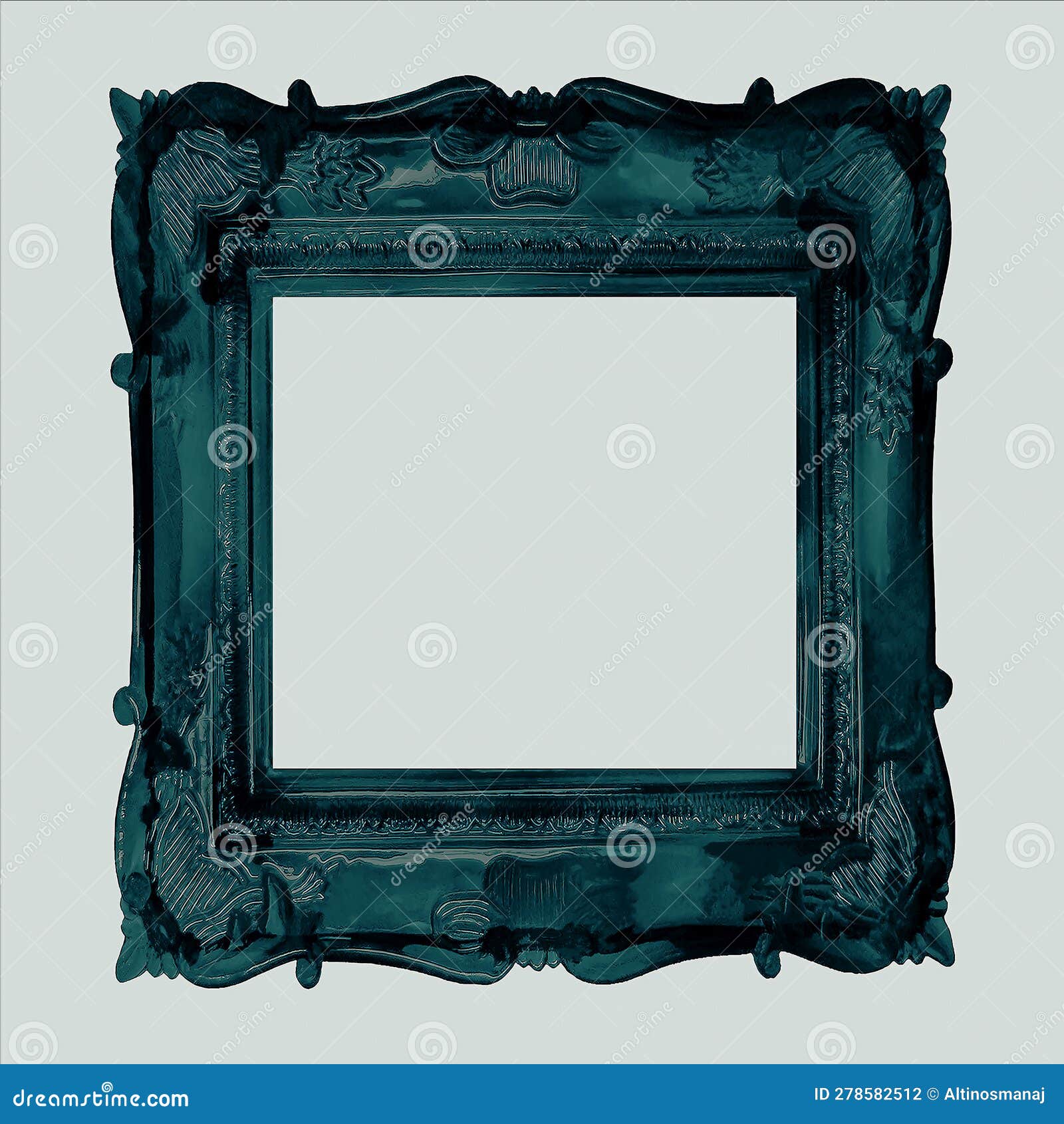 Thick Photo Frame Dark Blue Square Classical Gothic Texture Shine Stock ...