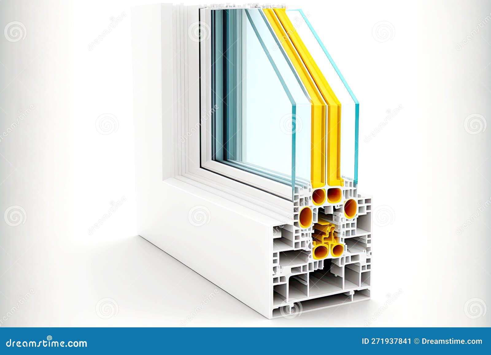 Thick Plastic Windows Profile with Three on White Background Stock ...