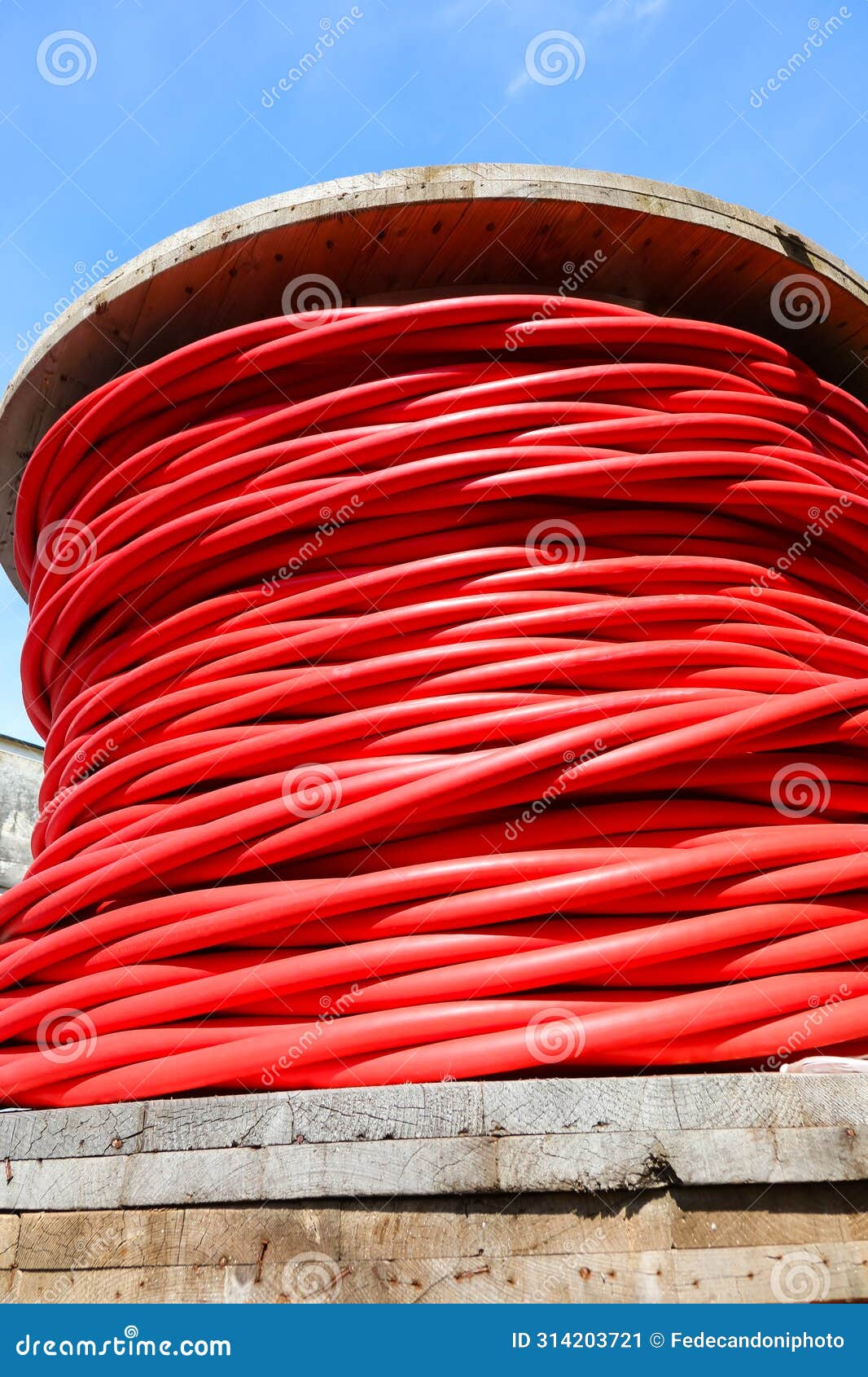 Thick Red Insulated Electrical Cable Reel for High Voltage Stock Image ...