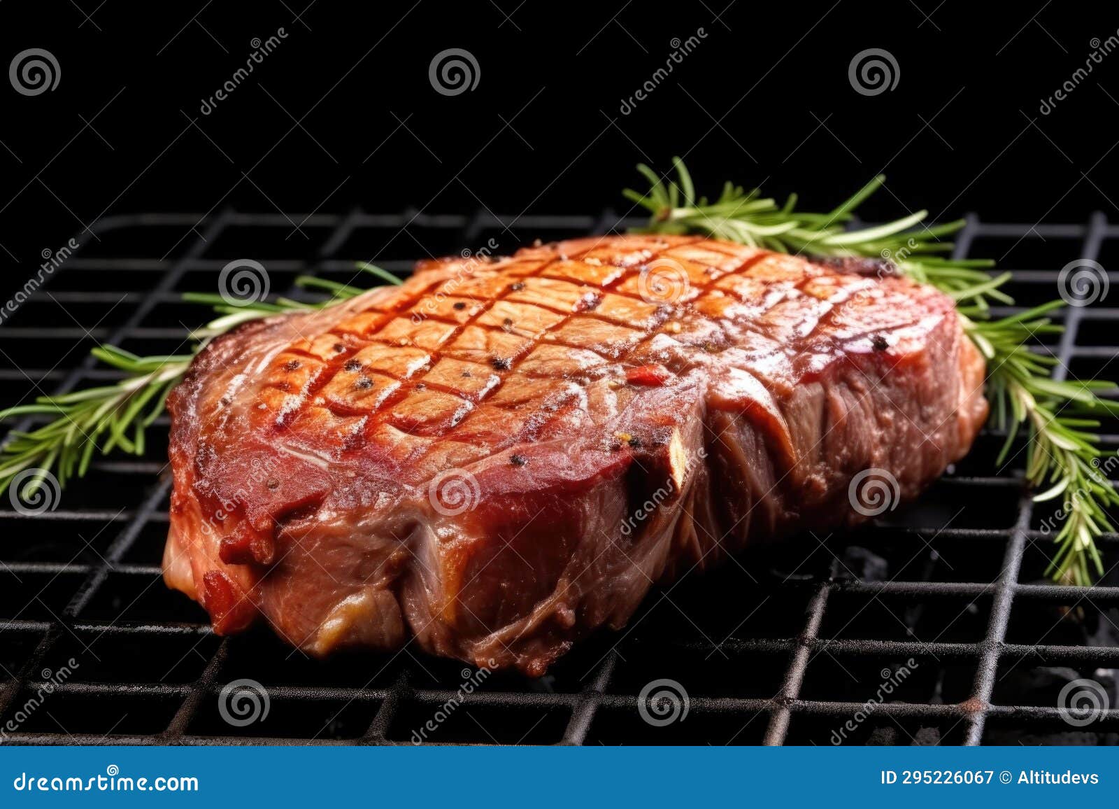 A Thick Ribeye Steak with Grill Marks on a Black Background Stock Image ...