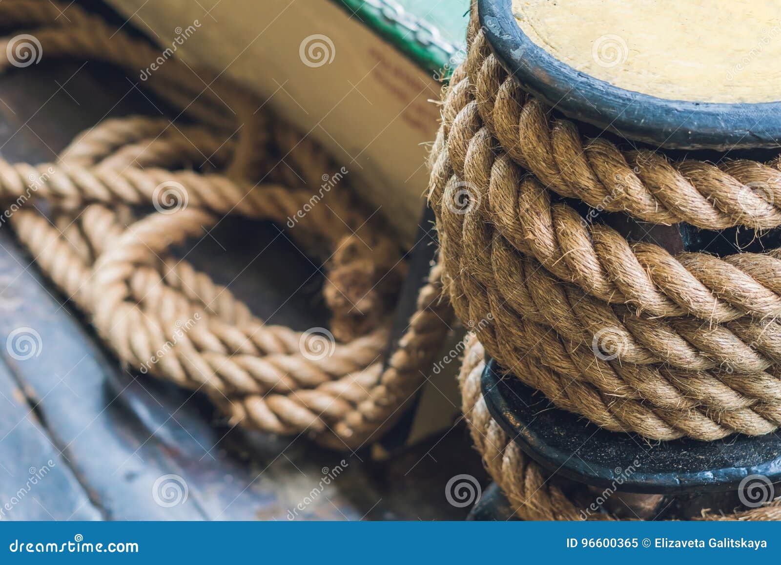 A Thick Rope on a Ship, a Ferry for Tethering Stock Image - Image of ...