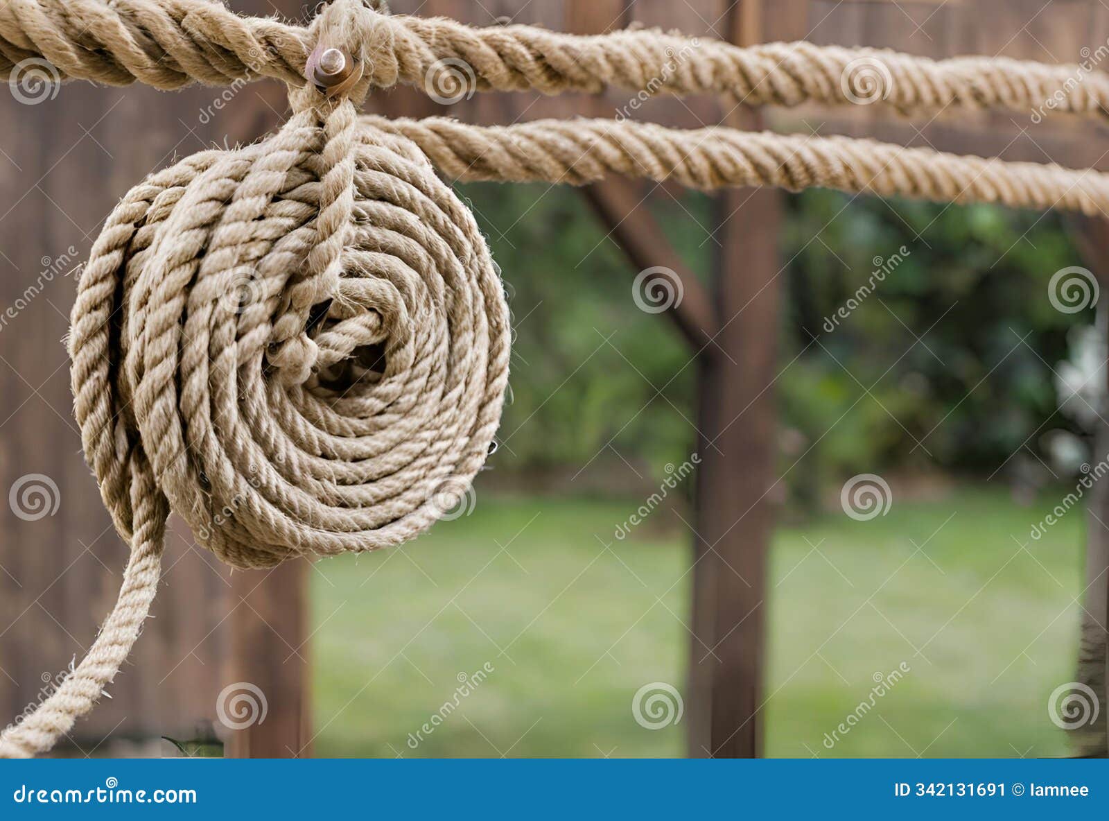 Thick Rope Stored And Hung In Various Spots.AI Generated Royalty-Free ...