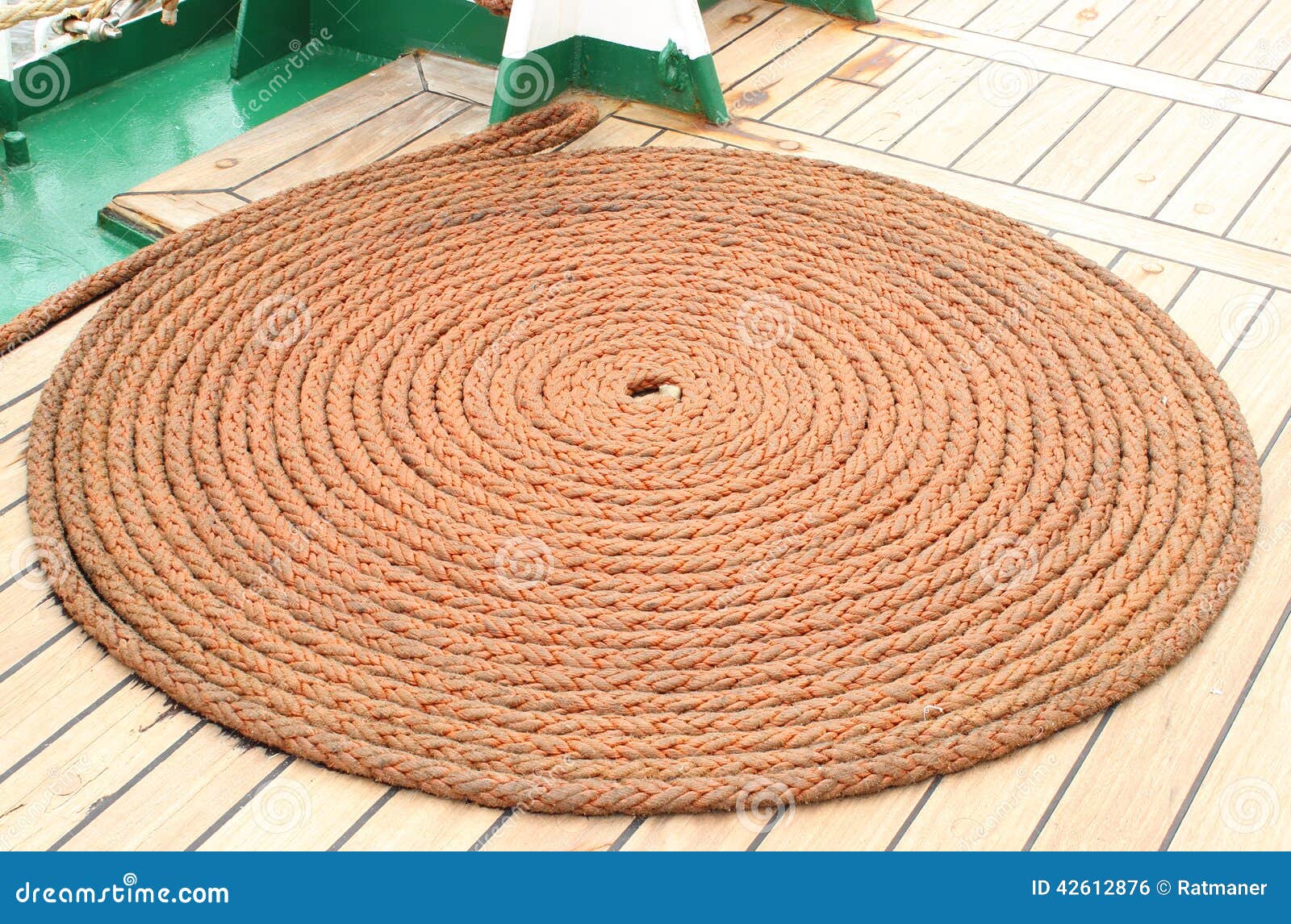 Thick Rope Wrapped in Spiral Lying on Deck of Ship Stock Photo - Image ...