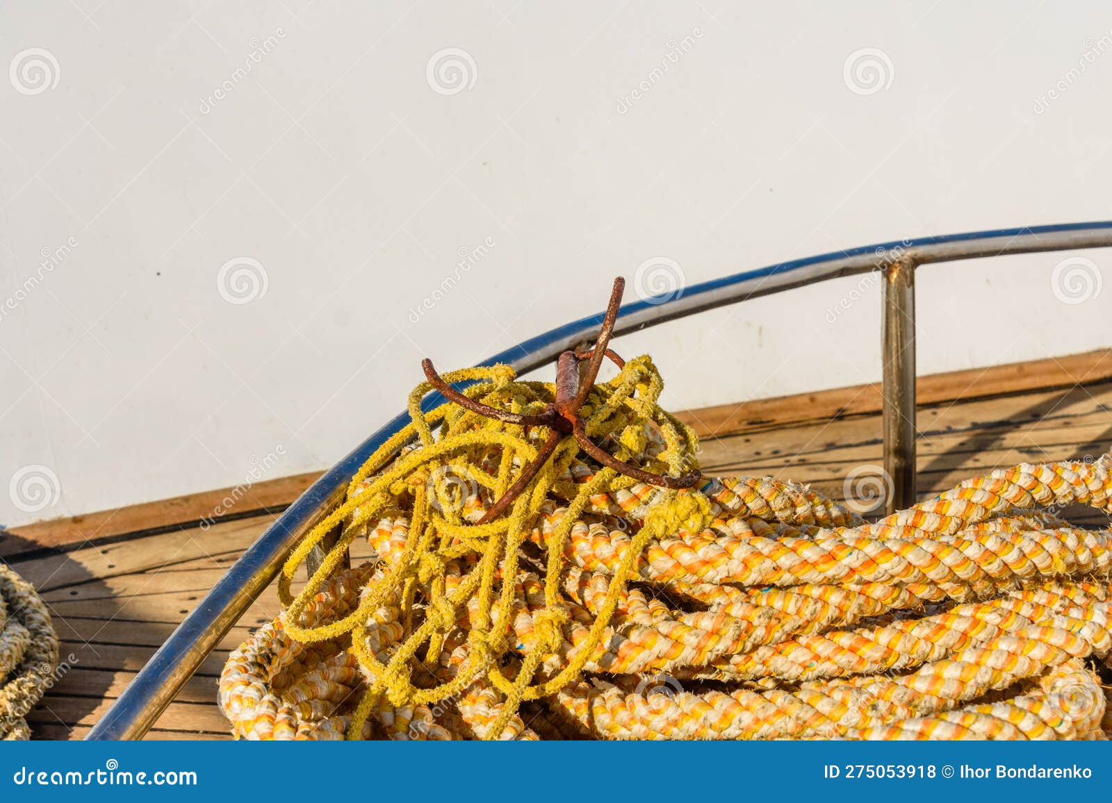 Thick Ropes and Different Tackles on a Yacht Stock Photo - Image of ...