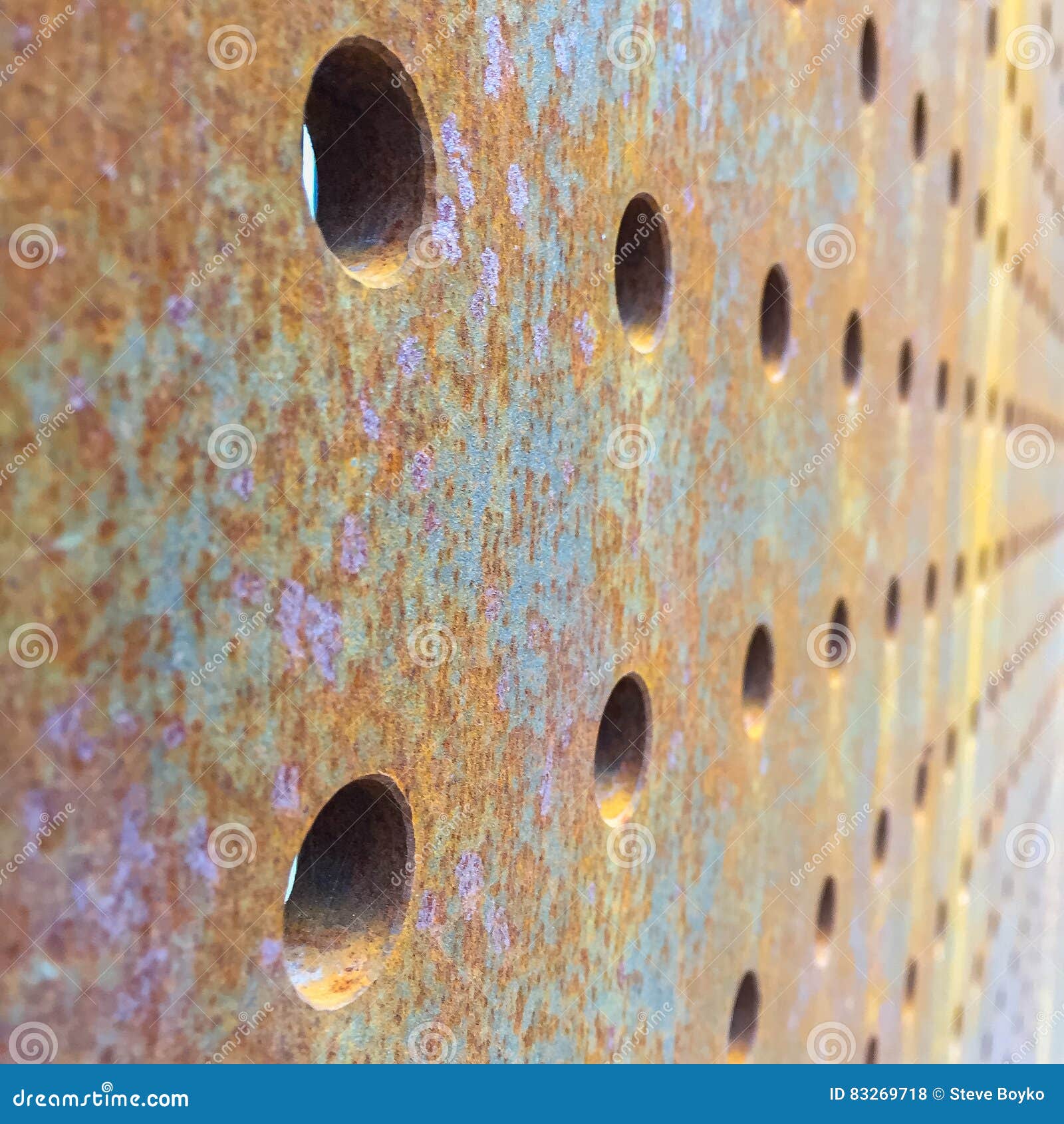 Thick Rusty Metal Plate with Holes Stock Photo - Image of lines, steel ...