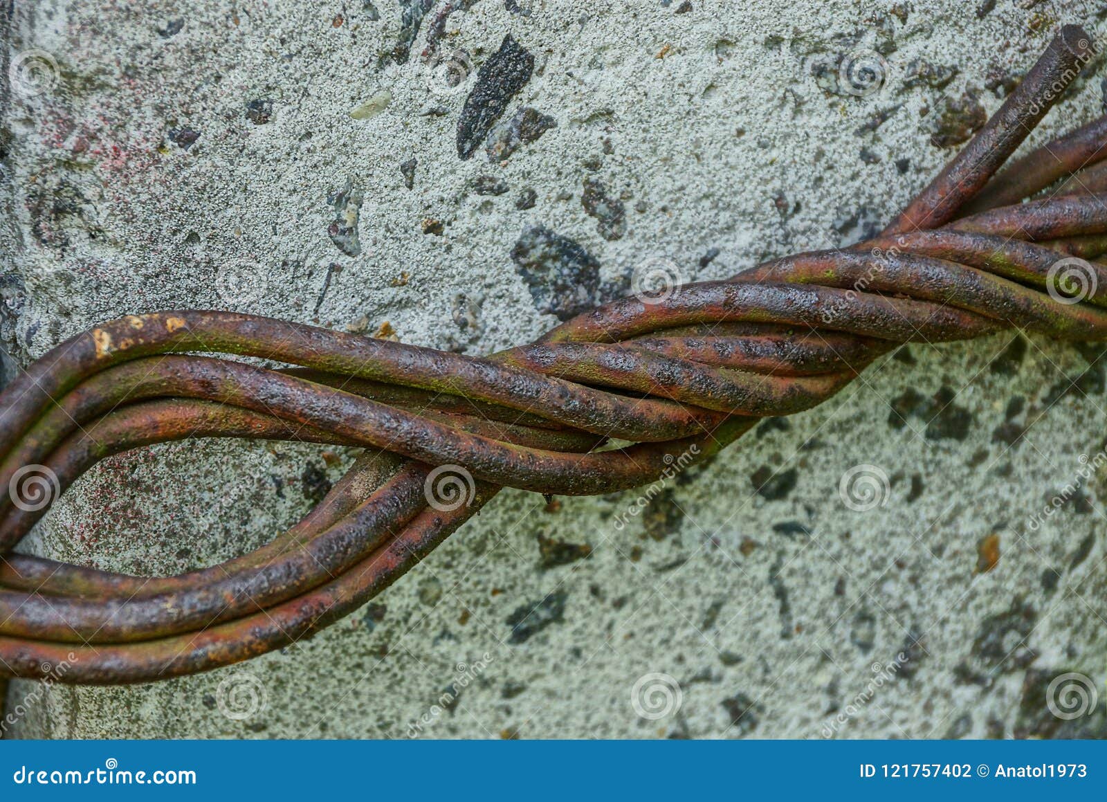 Thick Rusty Wire on a Gray Concrete Column Stock Photo - Image of ...
