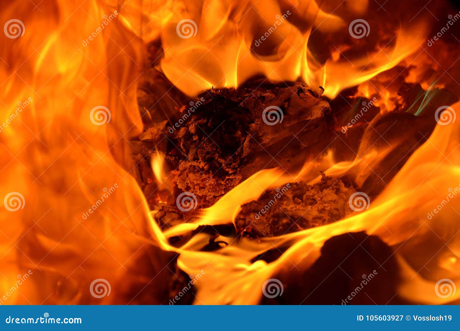 A Thick, Saturated Flame from the Burning of Rubber and Plastic. Stock ...