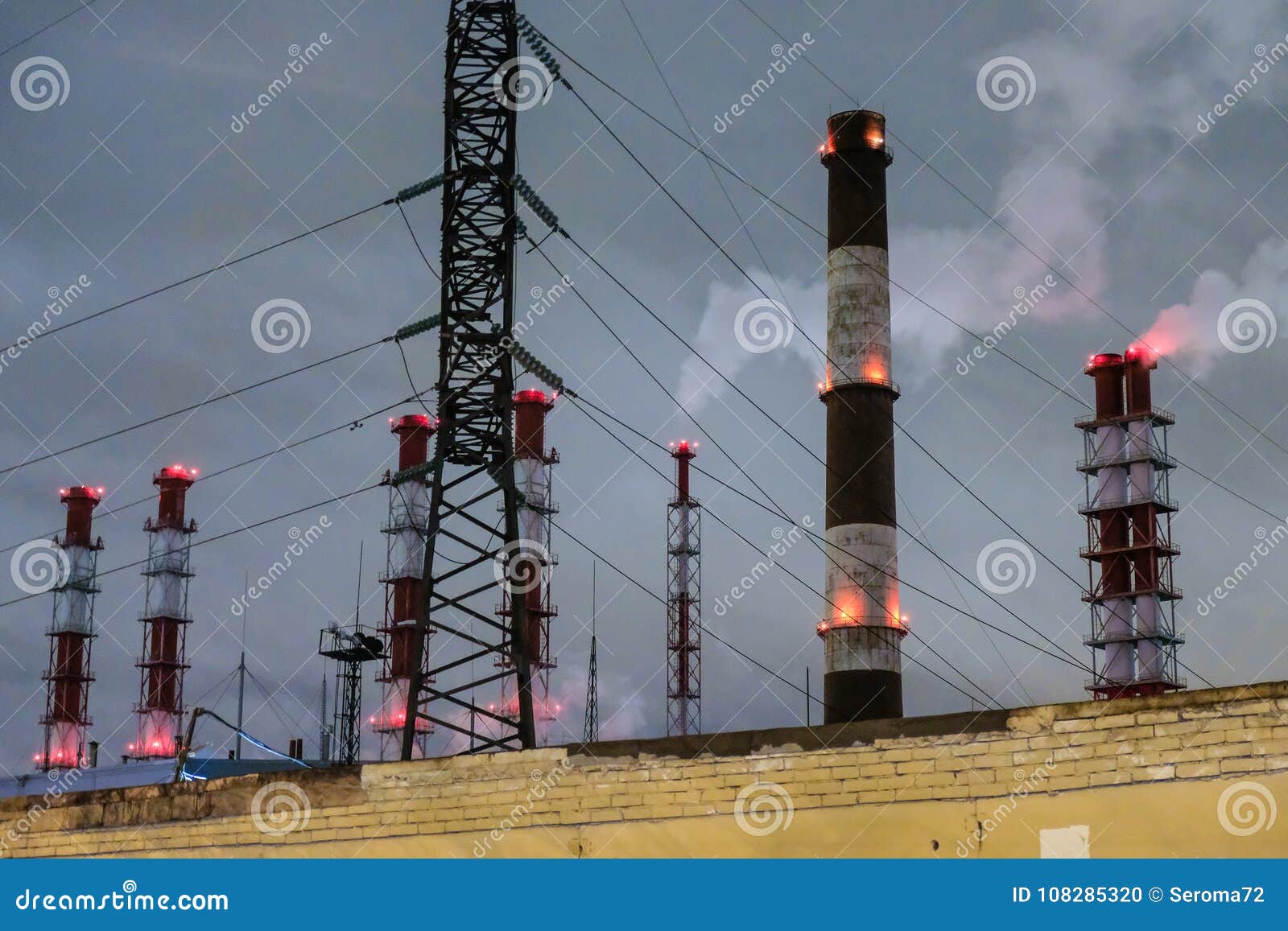 Thick Smoke Belching from Factory Chimneys Stock Photo - Image of ...