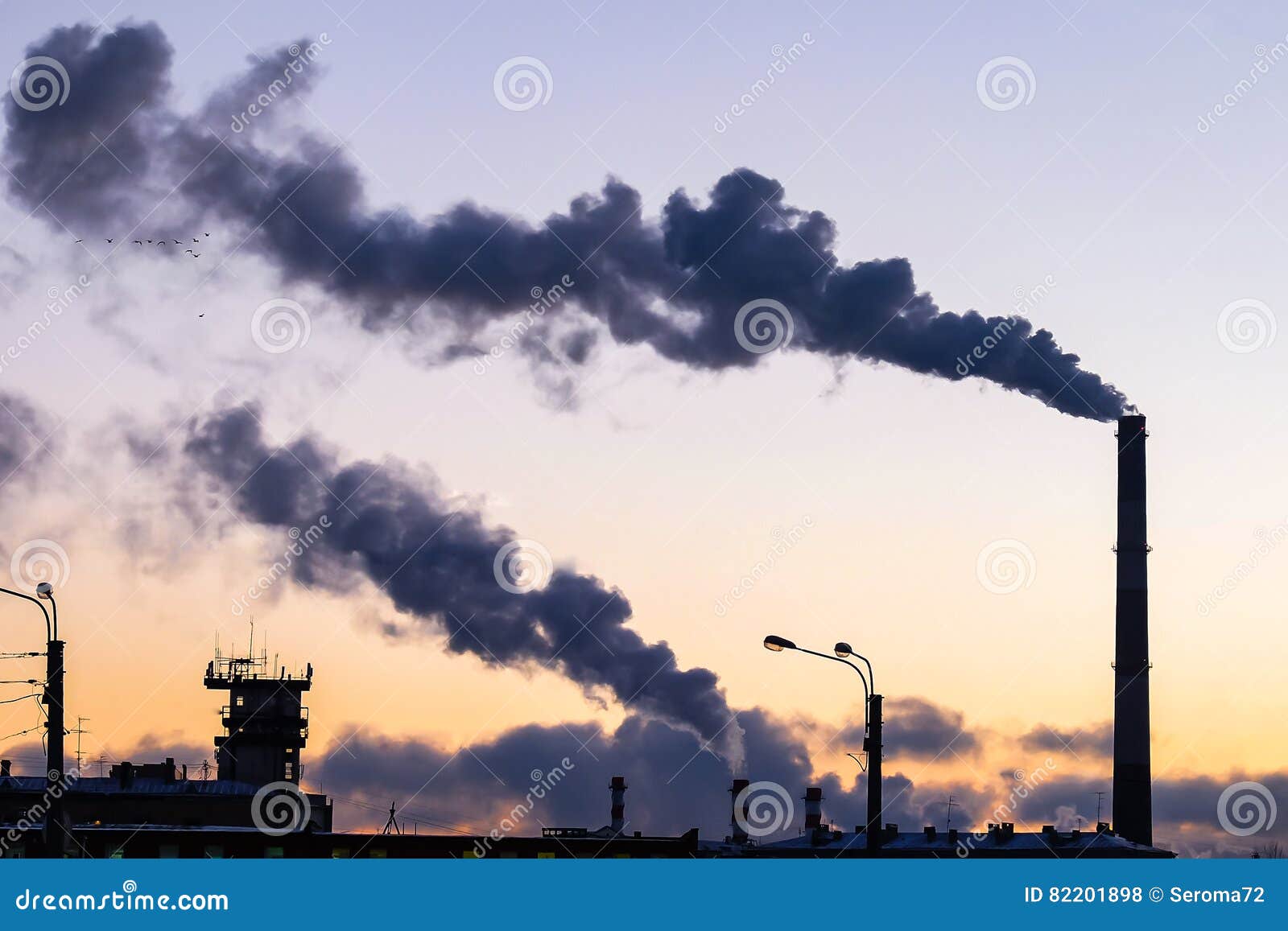 Thick Smoke Belching from Factory Chimneys Stock Photo - Image of ...