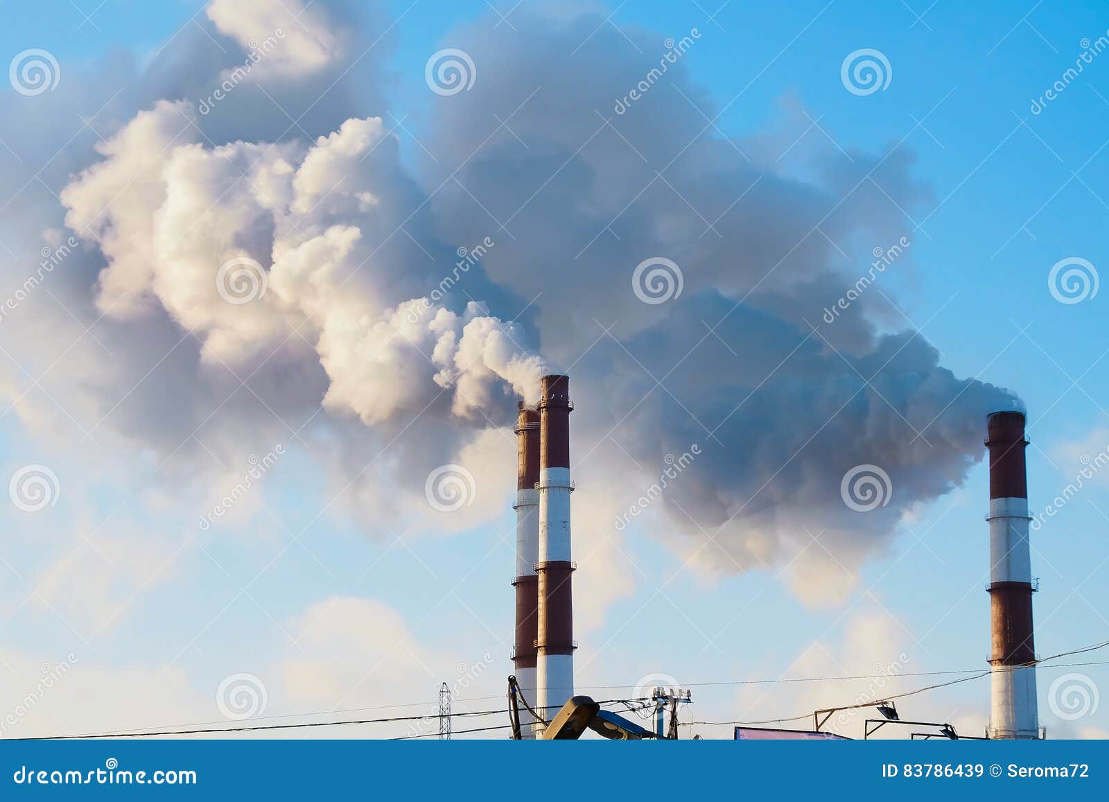 Thick Smoke Belching from Factory Chimneys Stock Image - Image of ...