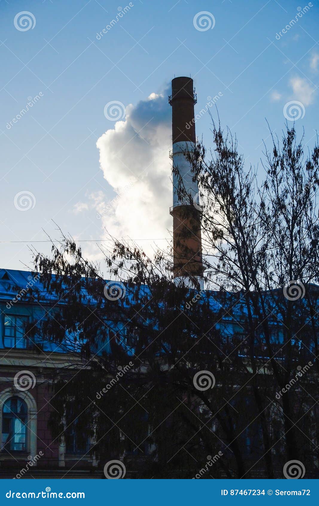 Thick Smoke Belching from Factory Chimneys Stock Photo - Image of ...